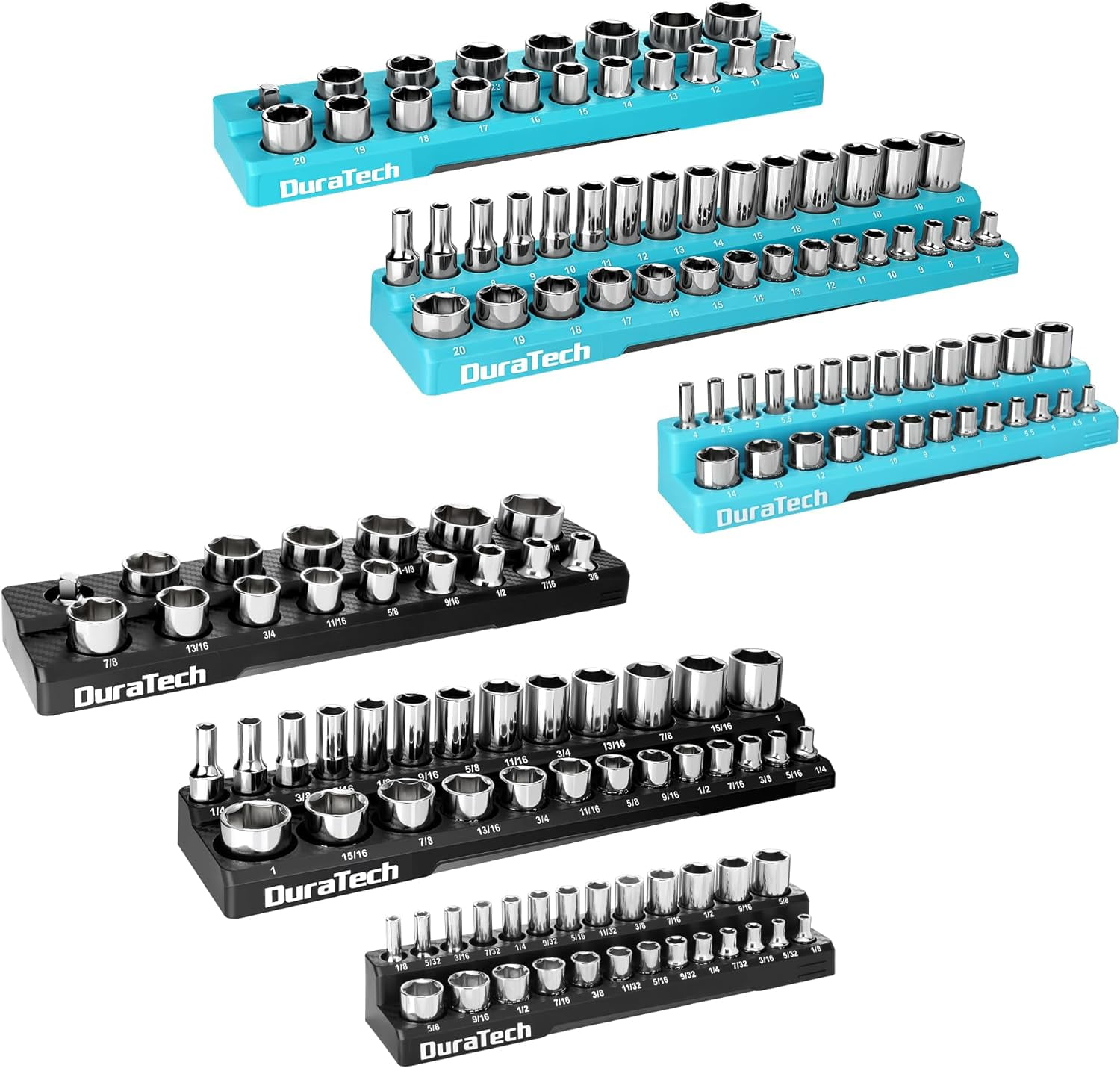 DURATECH Magnetic Socket Organizer, 1/4" Drive Metric Socket Holder ...