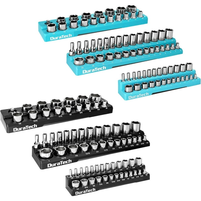 DURATECH Magnetic Socket Organizer, 1/4" Drive Metric Socket Holder ...