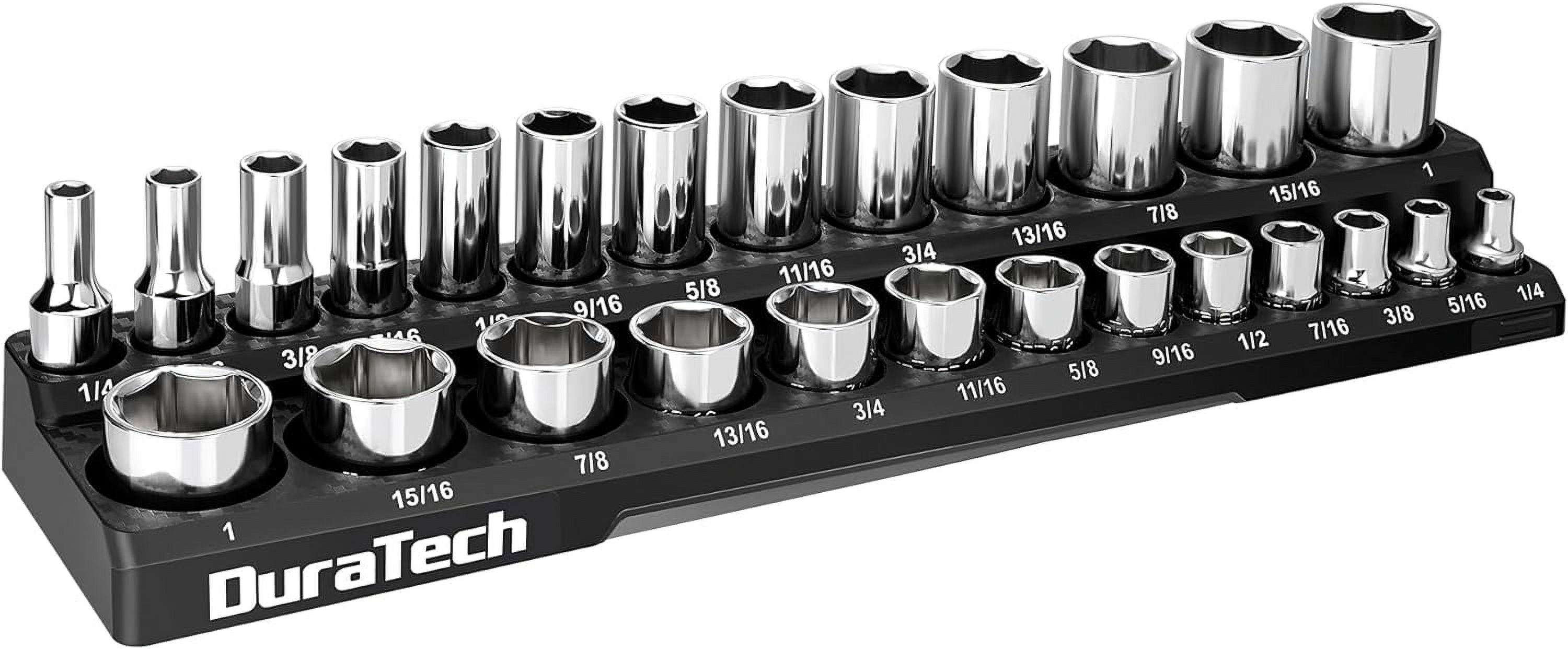DURATECH Magnetic Socket Organizer, 1/4" Drive Metric Socket Holder ...