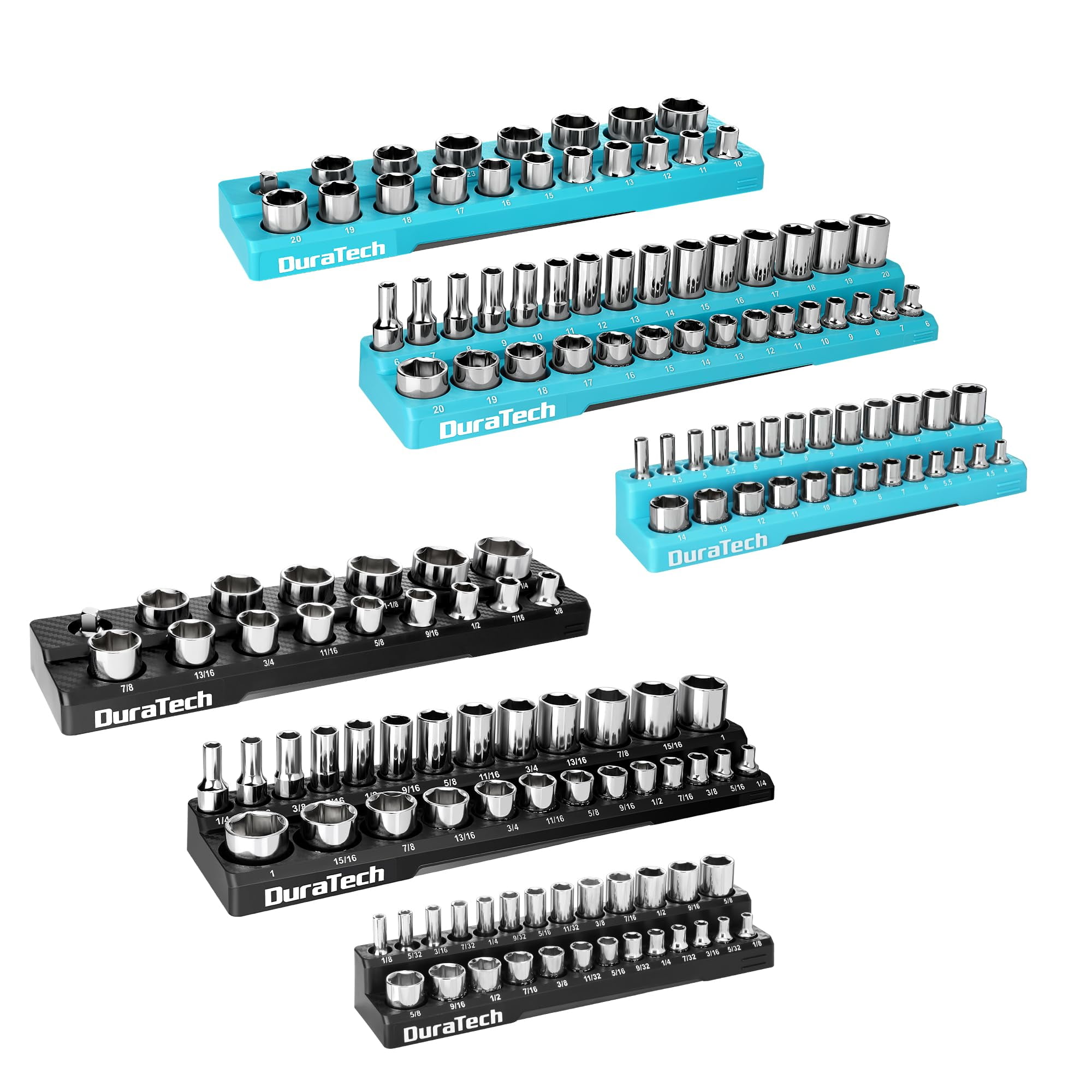 DURATECH Magnetic Socket Organizer Set, 1/2" 1/4" 3/8" Drive SAE&Metric ...