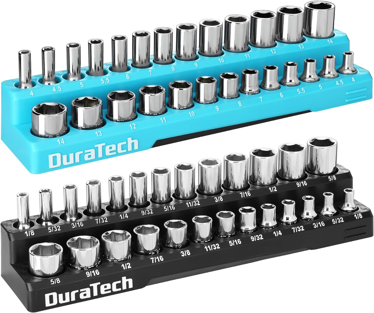 DURATECH Magnetic Socket Organizer, 1/4" Drive Metric Socket Holder ...