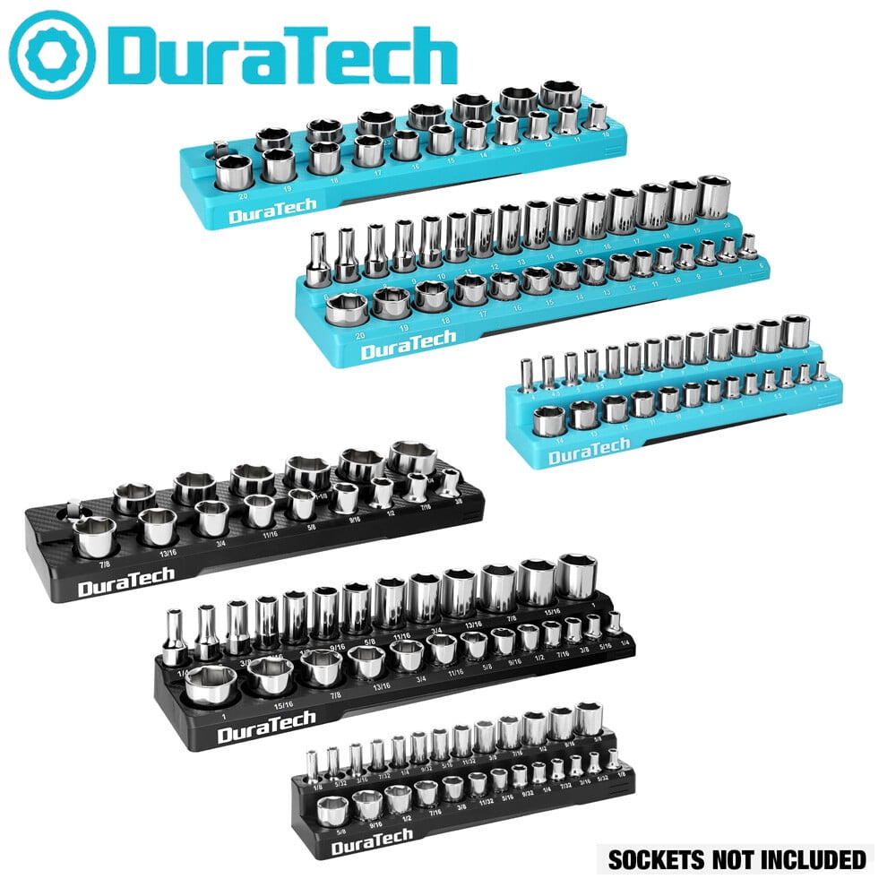 DURATECH Magnetic Socket Organizer Set Tool Cart 6PC 1/2"1/4" 3/8" Dr ...