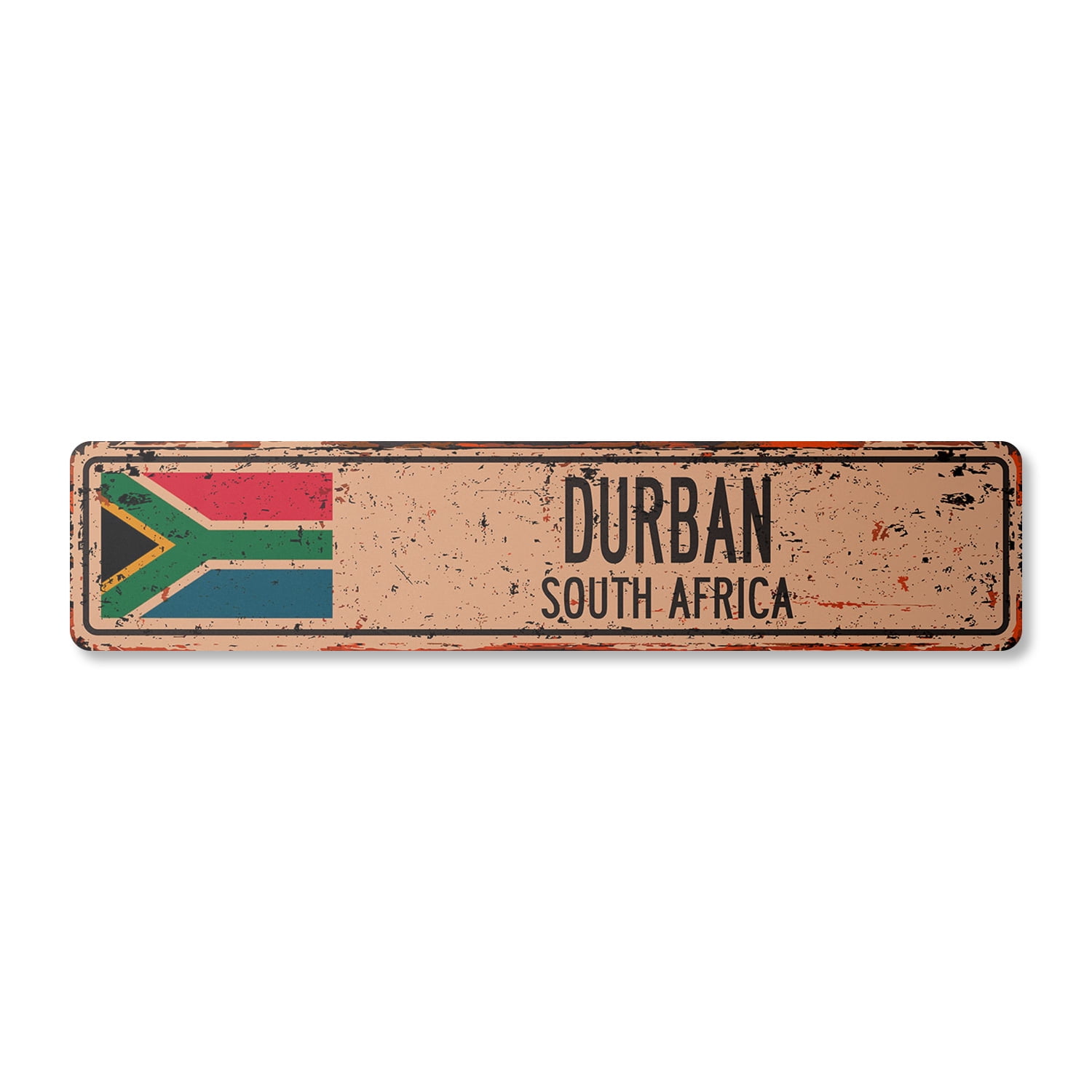 DURBAN SOUTH AFRICA Vintage Plastic Street Sign South African flag city ...