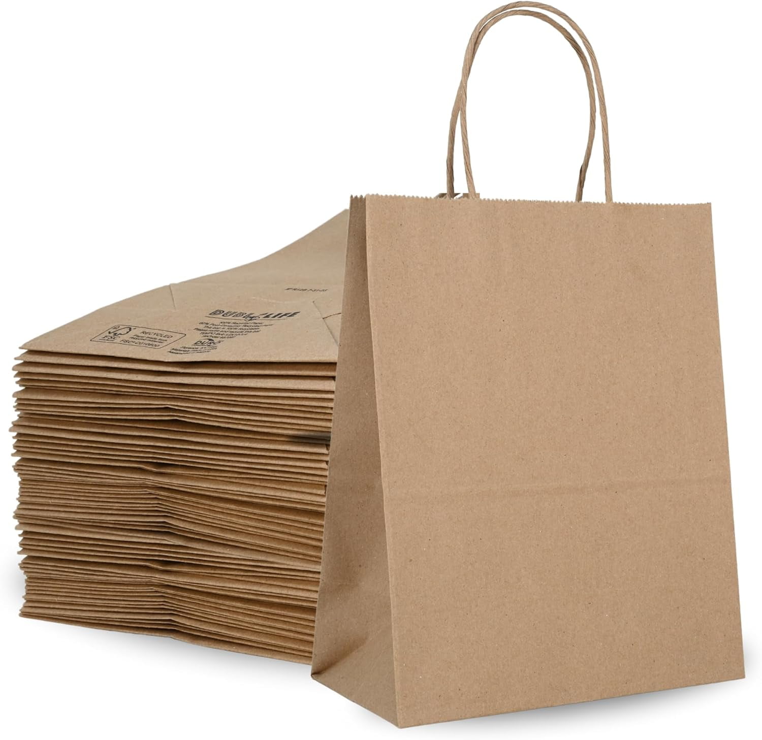 DURO 60# 8x4.5x10.25 Brown Paper Bags for Small Business, Small Kraft ...