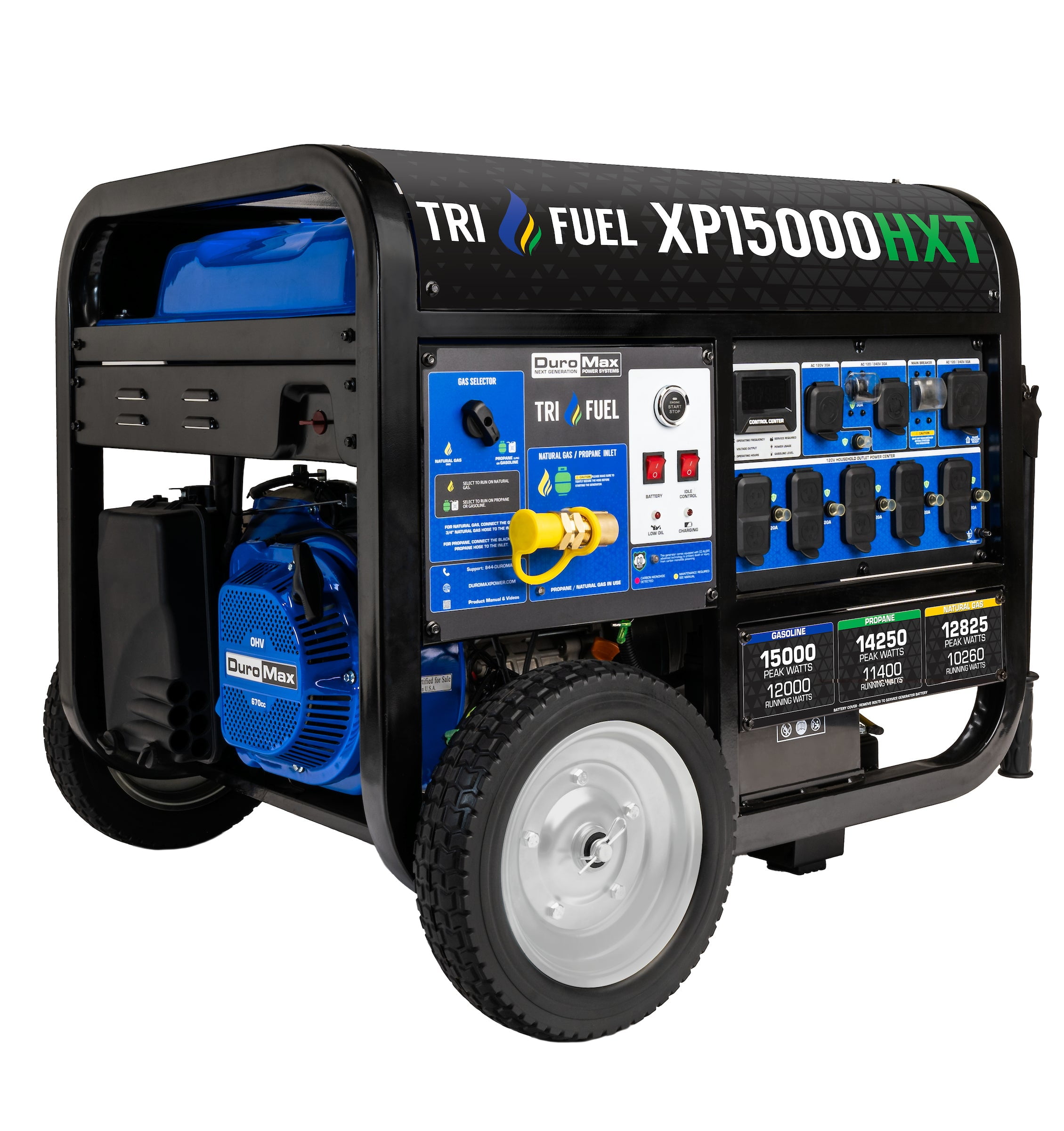 Duromax Electric Home 15,000-Watt Tri-Fuel Remote Start Portable ...