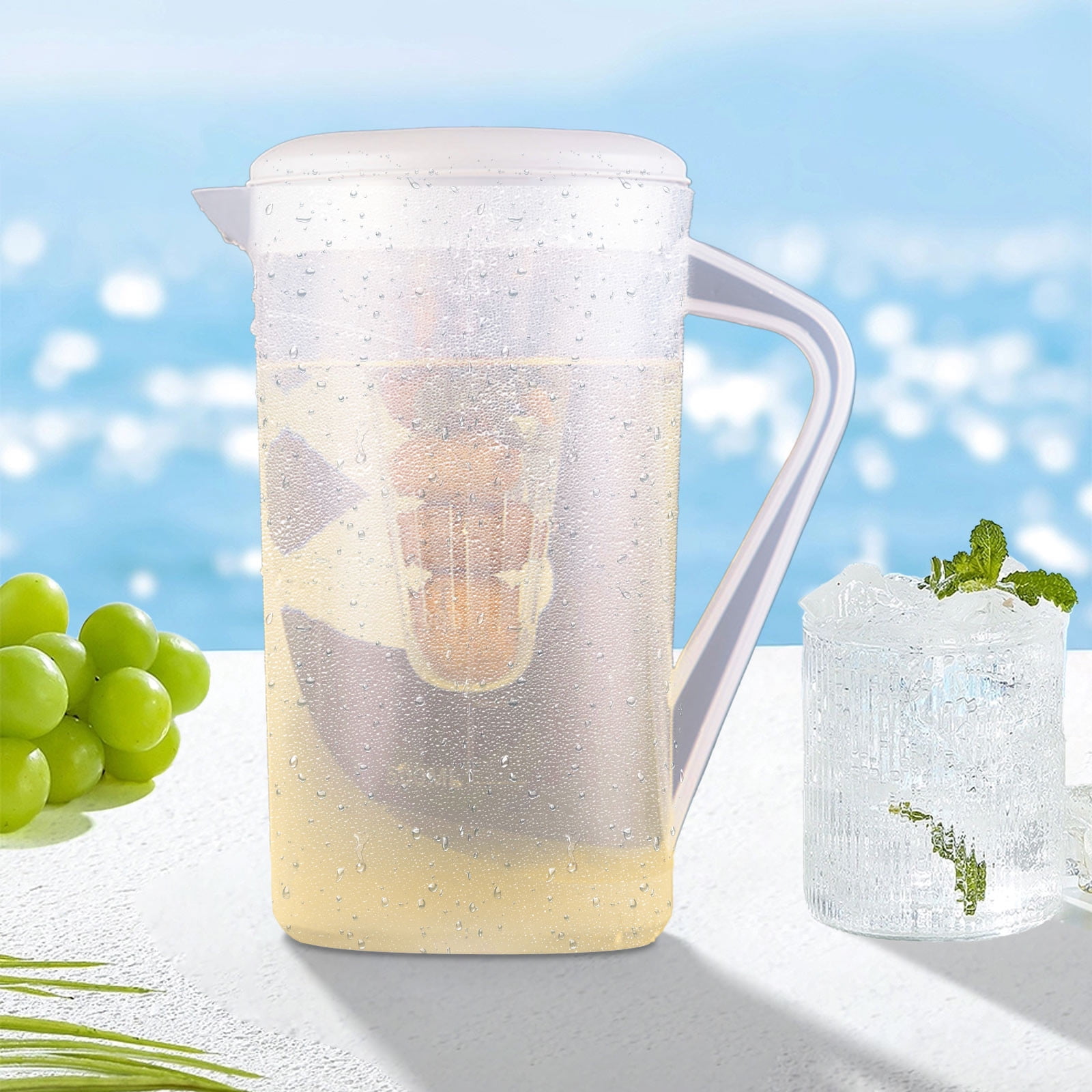DURUA 2.5L Plastic Water Pitcher with Lid, BPA-FREE Carafes Mix Drinks ...