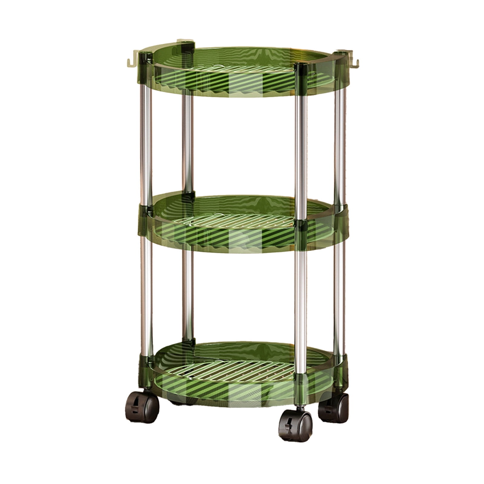 DURUA 3-Tier Rolling Storage Cart with Wheels, Small Round Plastic ...