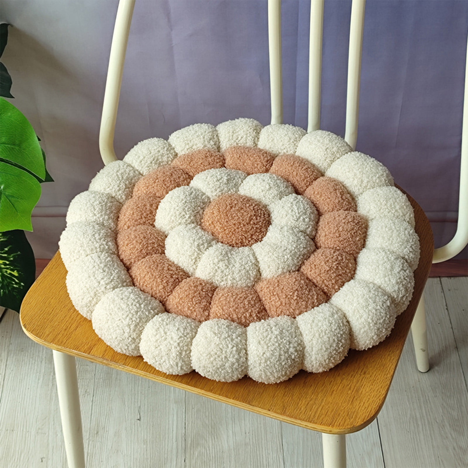 DURUA Donut Chair Cushion 42cm Beige – Velvet Office Ottoman Floor Seat ...