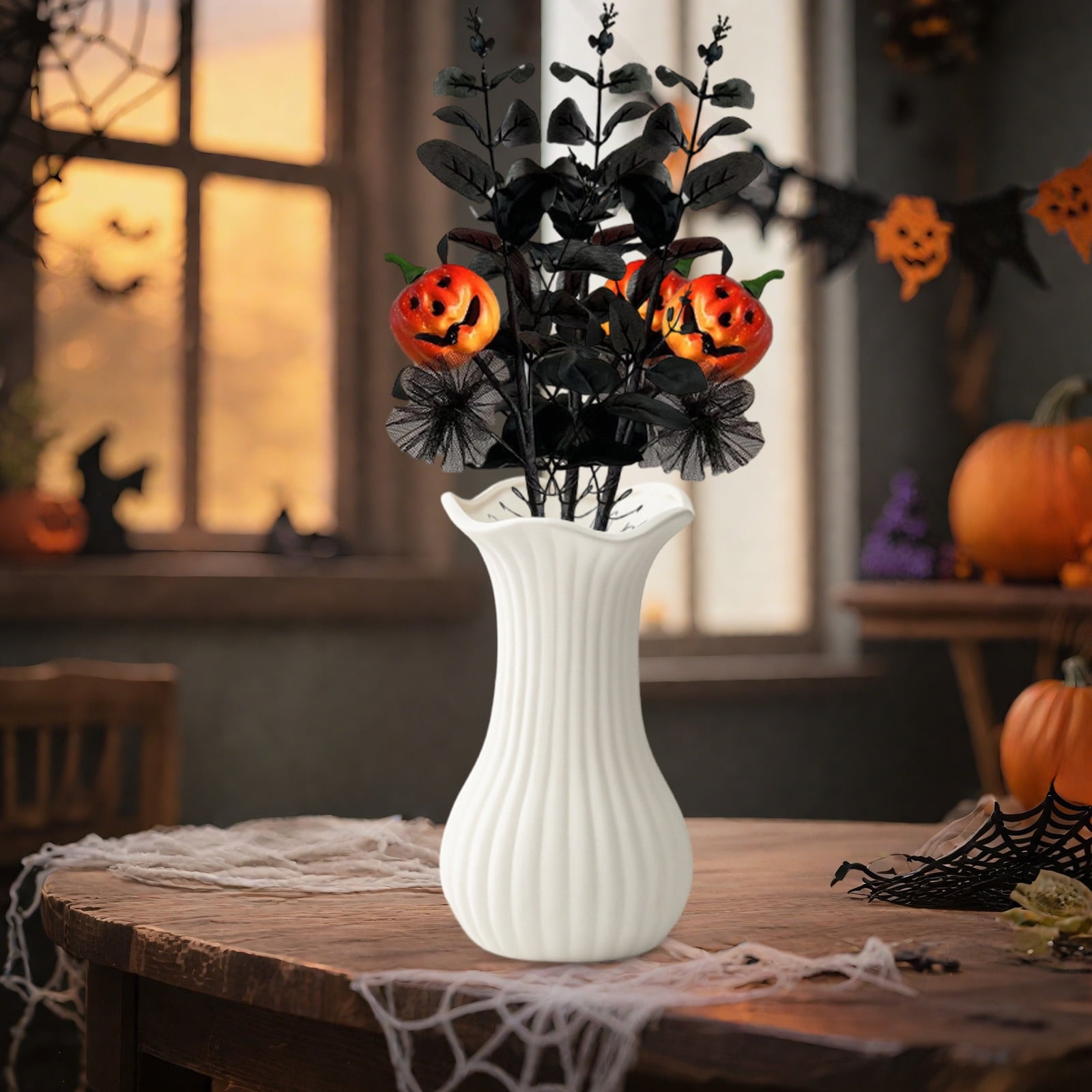 DURUA Halloween Black Maple Leaf Branches Artificial Cuttings Horror ...