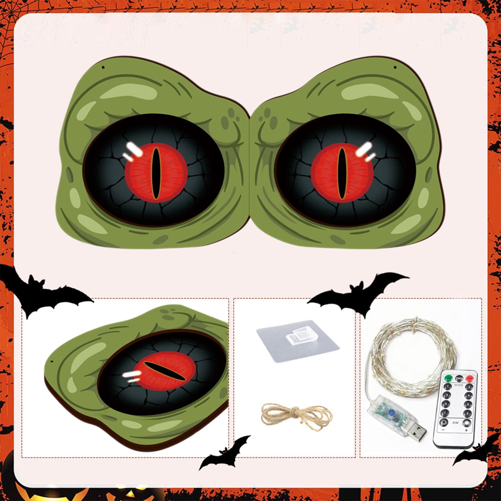 DURUA Halloween Creepy Hanging Wooden LED Eye Lights Spooky Luminous ...