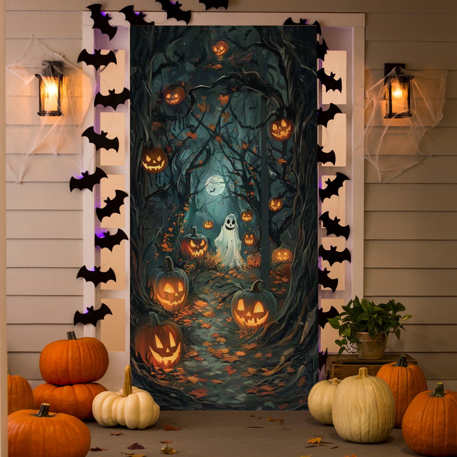 DURUA Halloween Door Cover Hanging Background Cloth Decoration Ghost ...