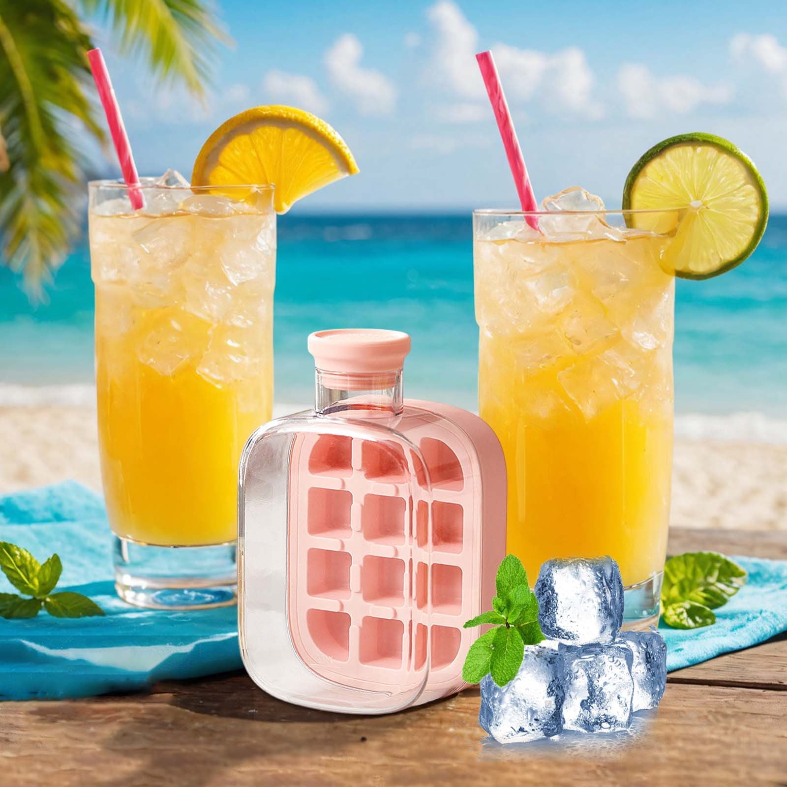 DURUA Ice Cube Trays, 2 In 1 Ice Portable Cube Tray Water Bottle with ...