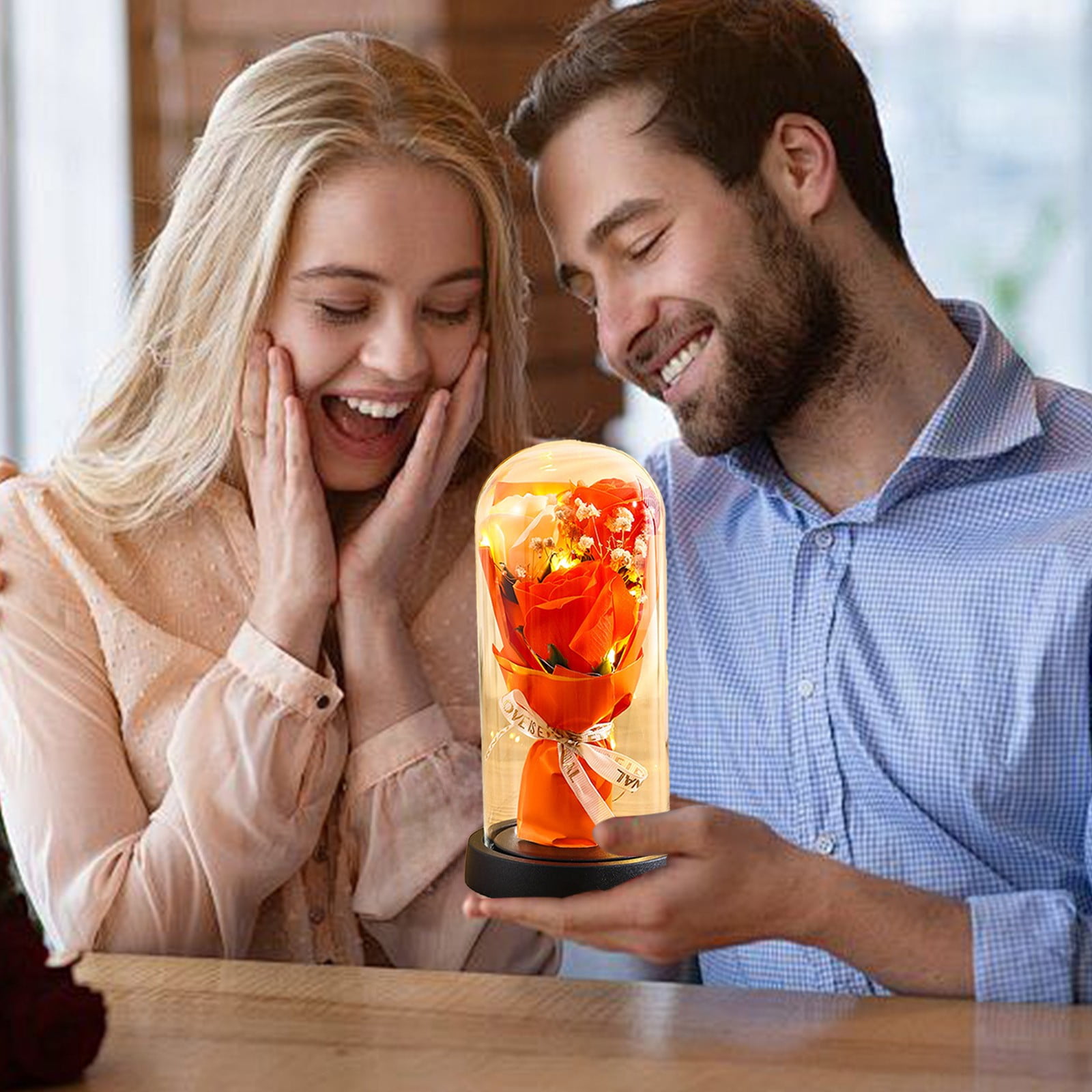 DURUA Preserved Flower Gifts,Preserved Rose in Glass Dome Eternal Roses ...