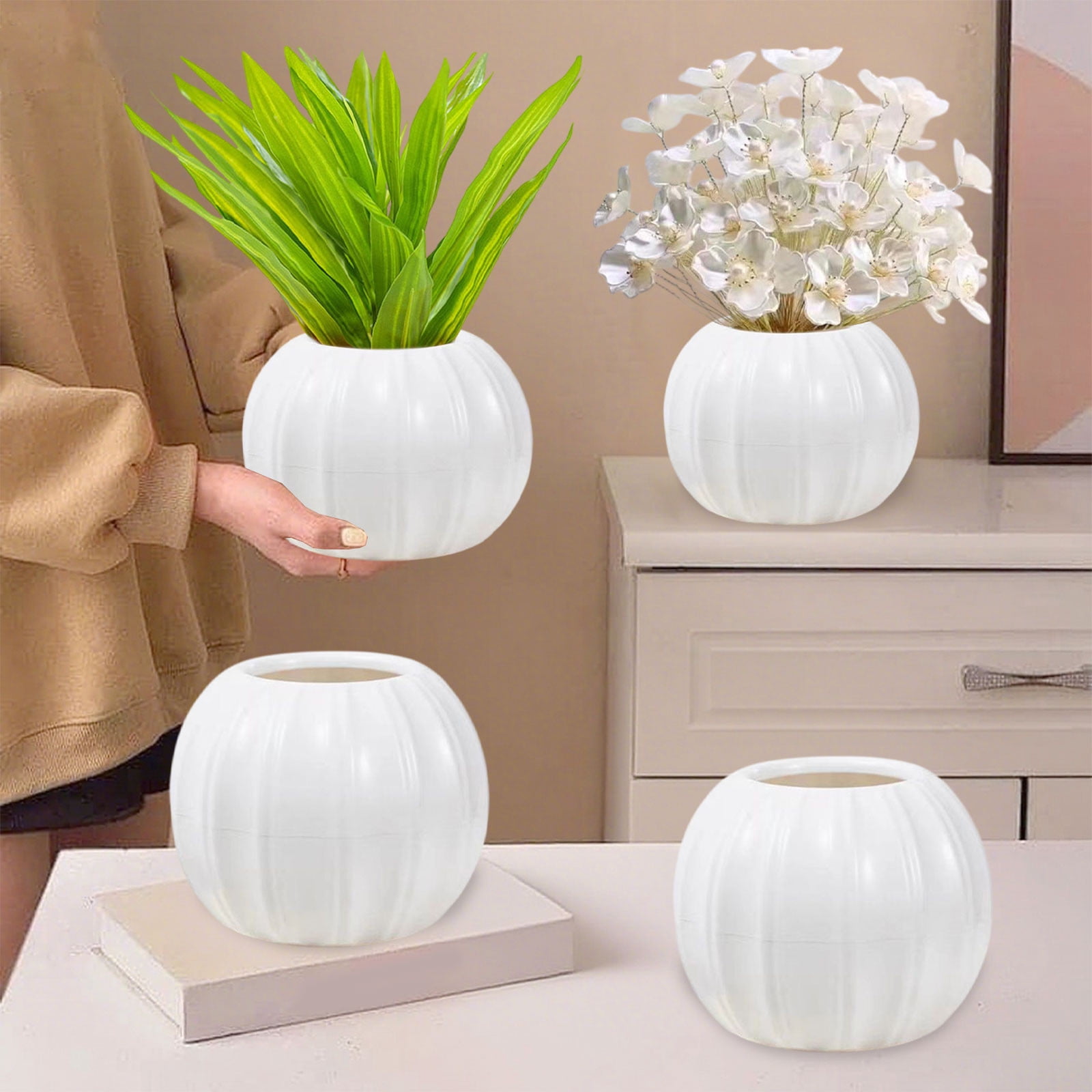 DURUA Pumpkin Decoration Flower Pot – Originality Plastic Vase, Pumpkin ...