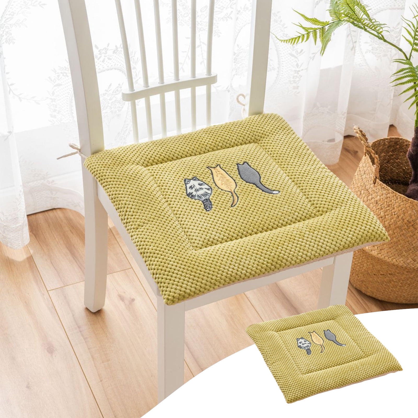 DURUA Seat Cushion, Non-Slip Cartoon Embroidered Dining Chair Cushion ...