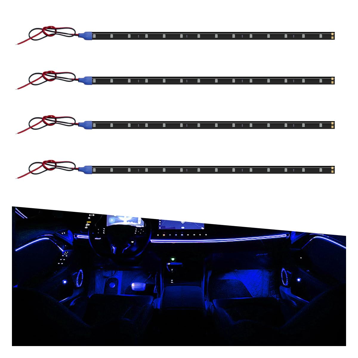 DUSCOKE 4PCS DC 12V Waterproof Car LED Light Strip, 30CM/1Ft 3528 15SMD ...