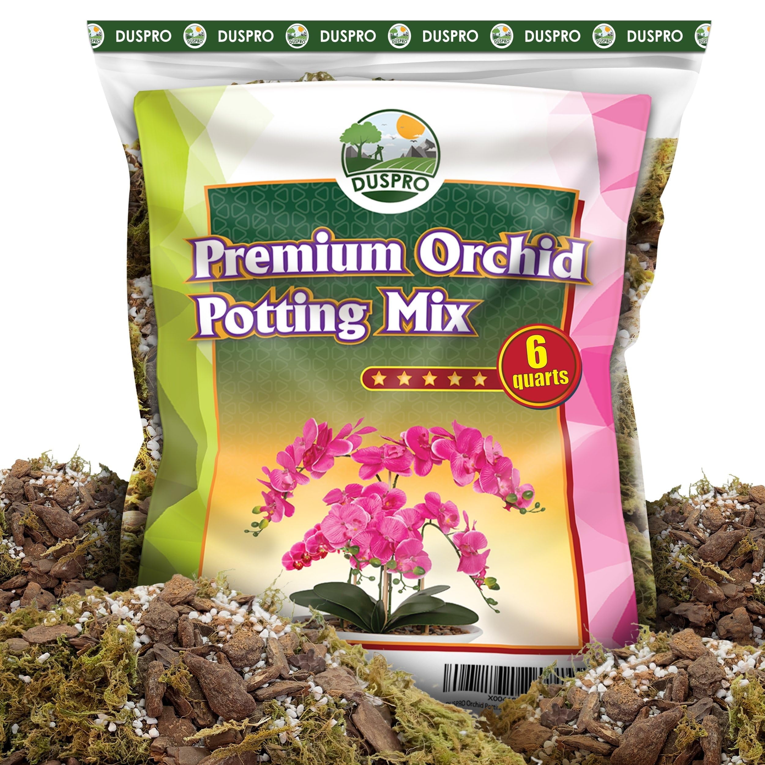 DUSPRO 6QT Orchid Potting Mix for Repotting with Moss Pine Bark Mulch ...