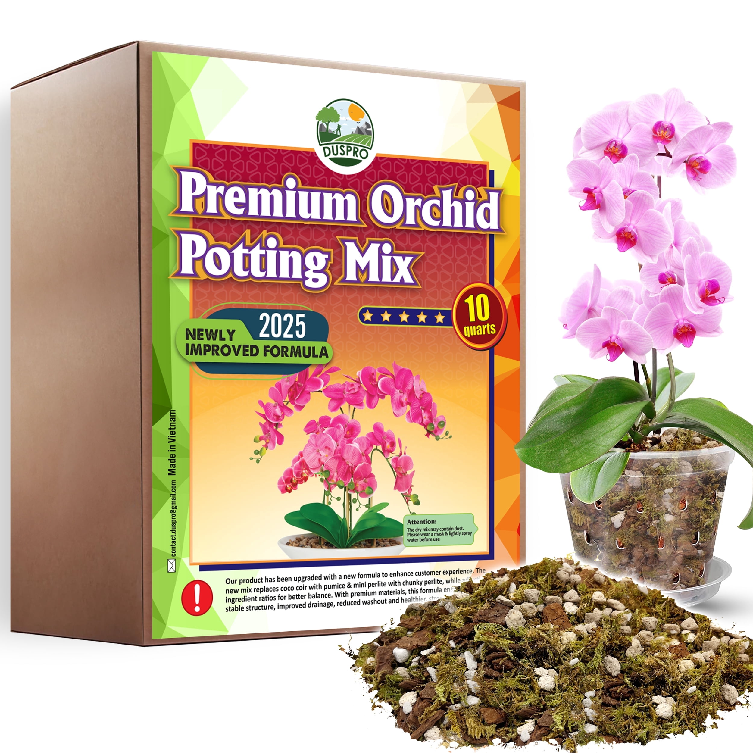 [Upgraded] DUSPRO Orchid Potting Mix for Repotting with Forest Moss ...