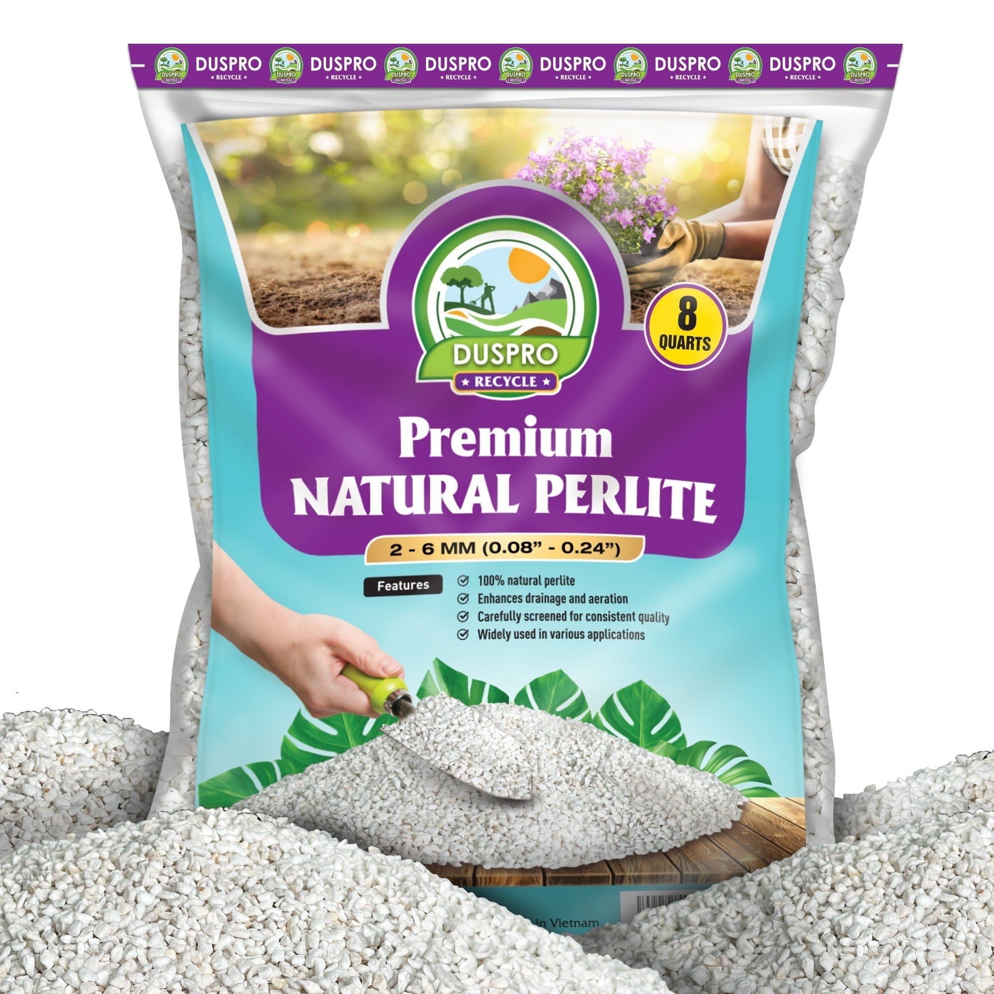 DUSPRO RECYCLE 8QT Natural Perlite for Gardening, Enhances Soil ...