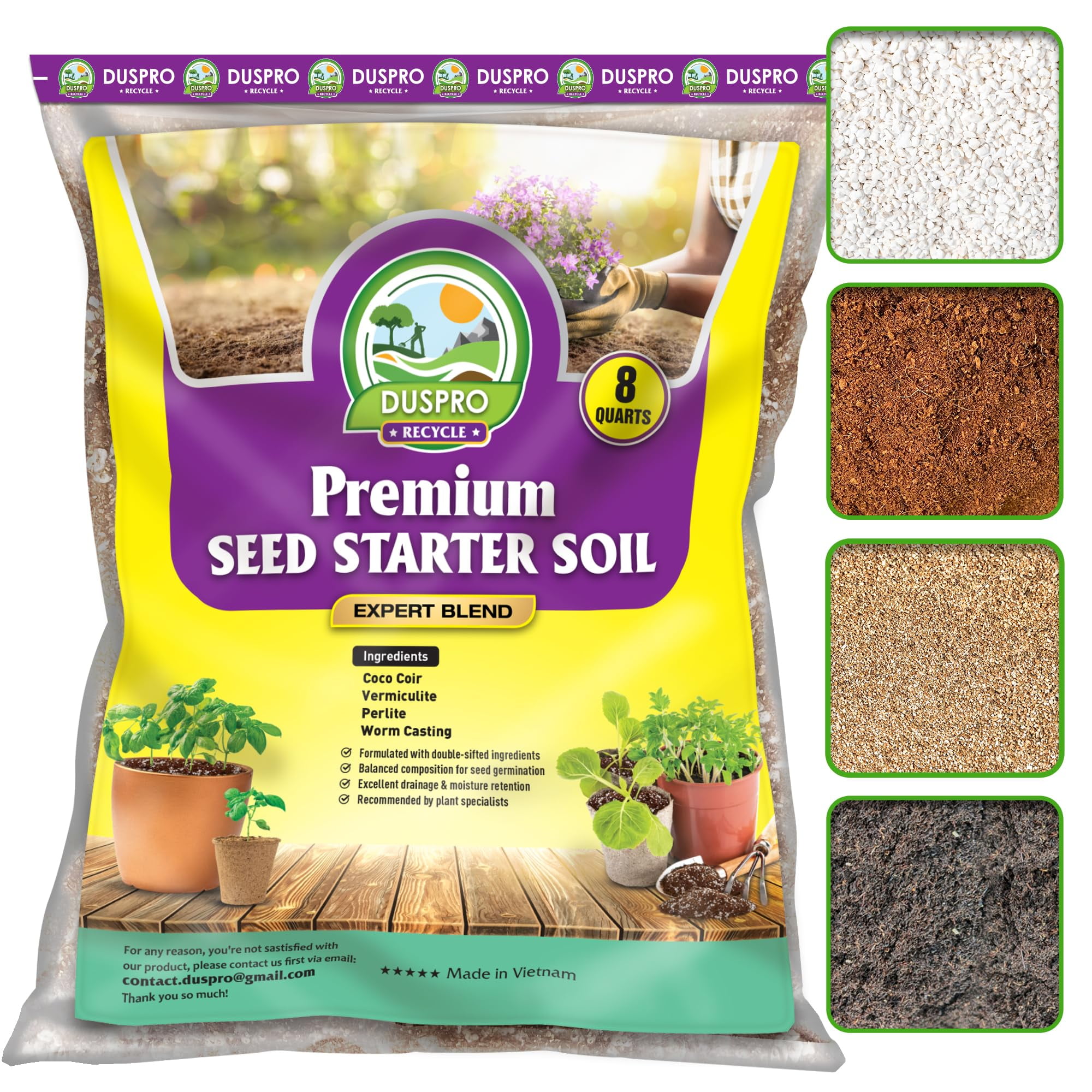 DUSPRO Recycle 8 QRT Seed Starter ITL1 Soil Pre-Mixed Seed Starting Mix ...