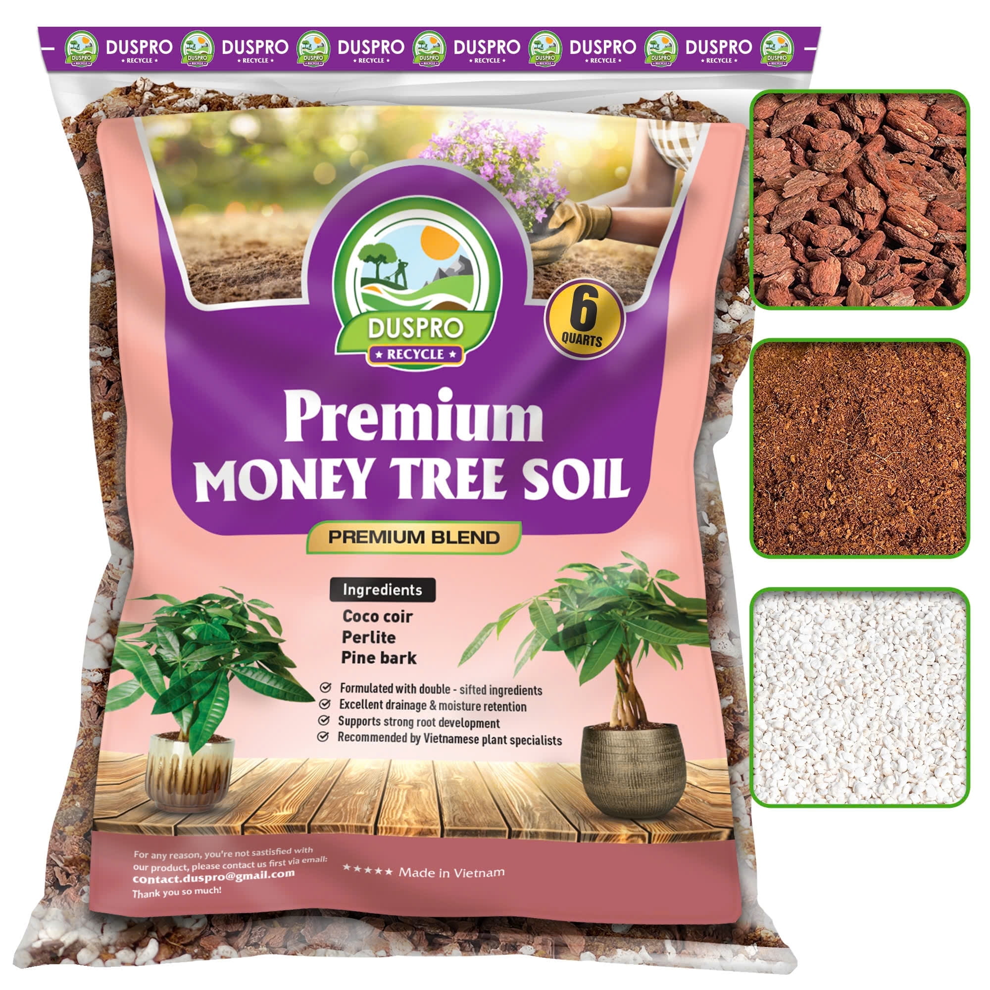 DUSPRO Recycle Money Tree Soil, Premium Coco Coir Perlite Mix and Pine ...