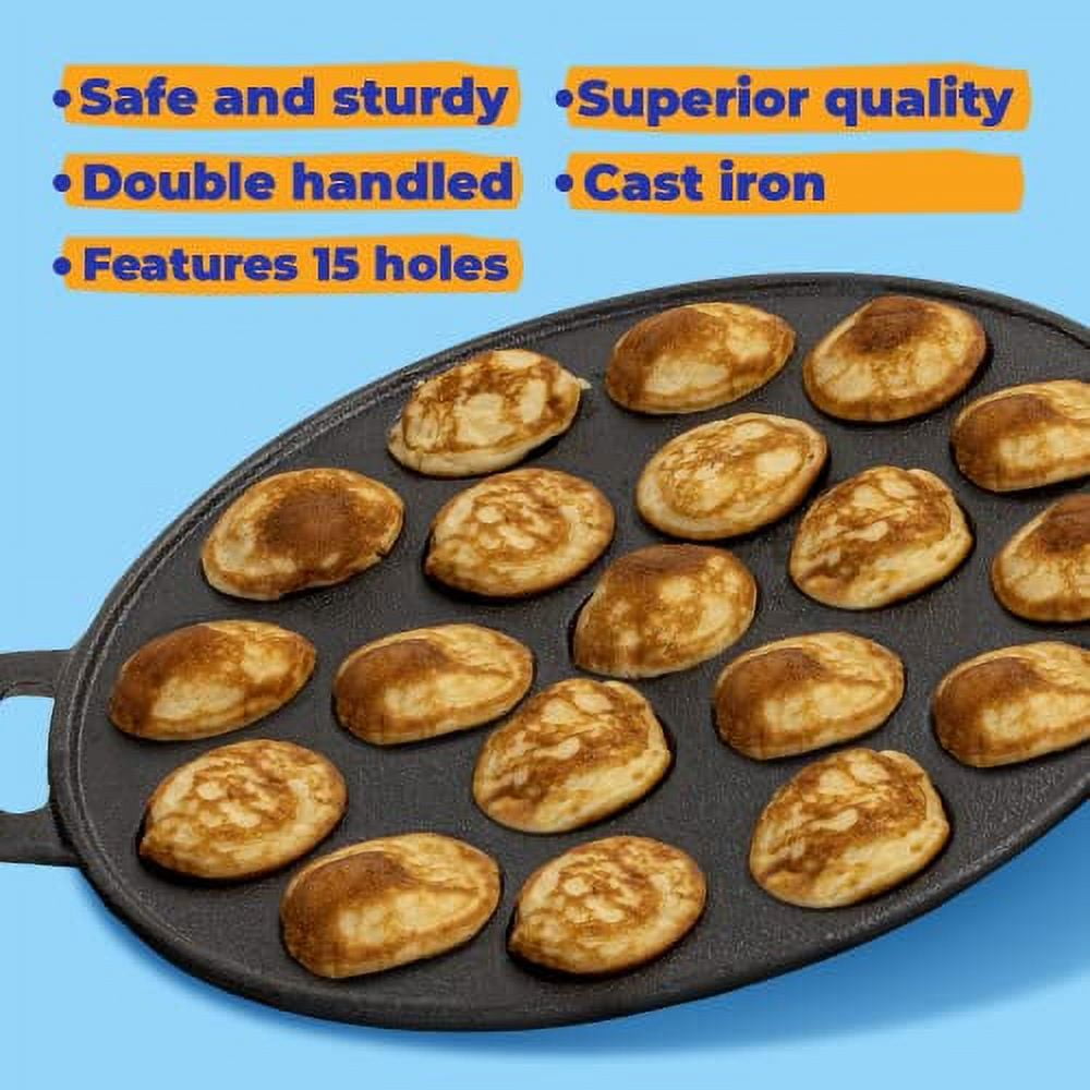 DUTCHFIX Poffertjes Pan – 15-Hole Cast Iron Poffertjes Pan – Non-Stick ...