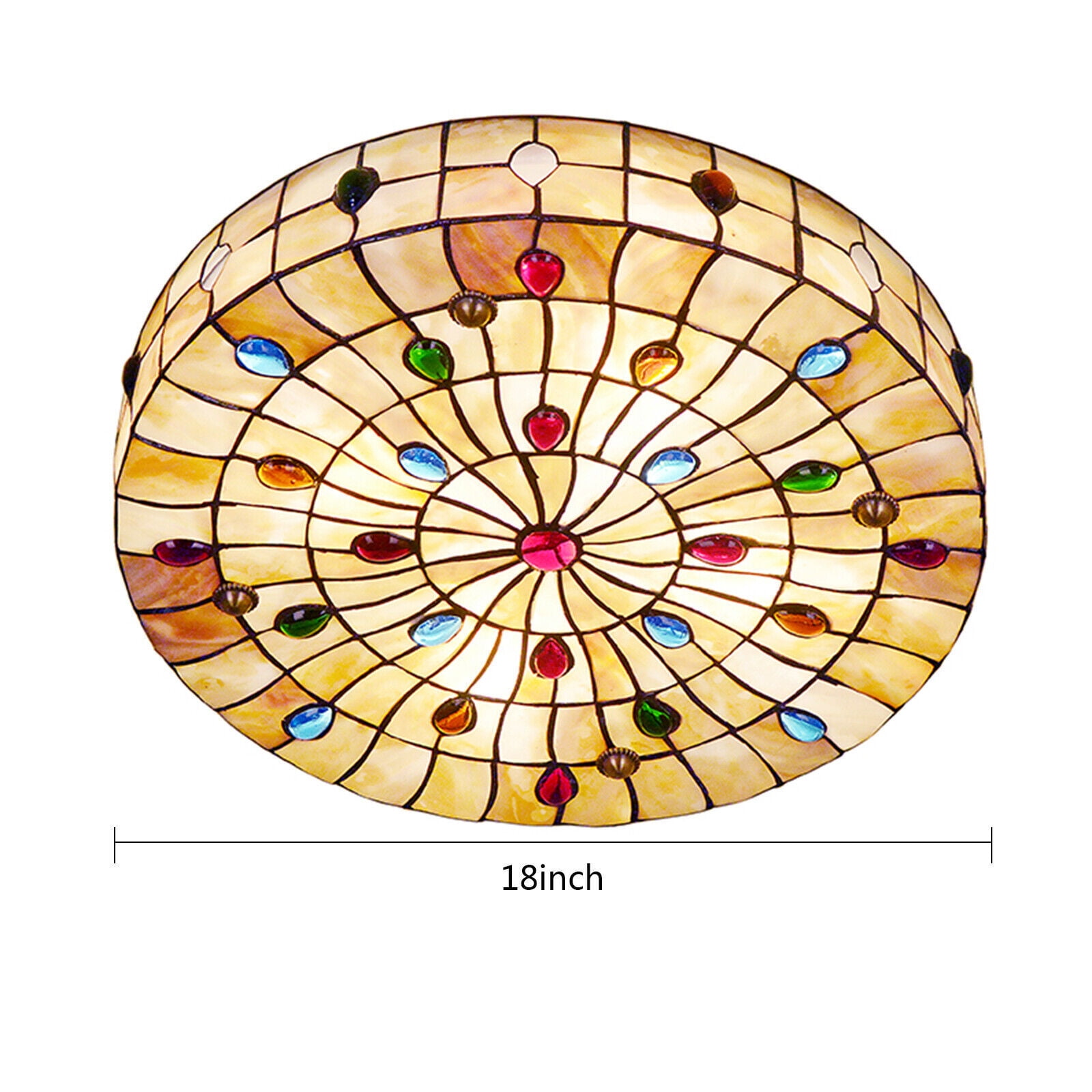 DUYIWAA 18" Vintage Ceiling Light, Stained Glass Ceiling Light Fixture ...