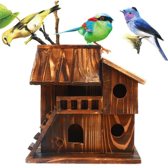 DUYIWAA Bird House Wood Hanging Bird Nesting Box Safety Animals Nest ...