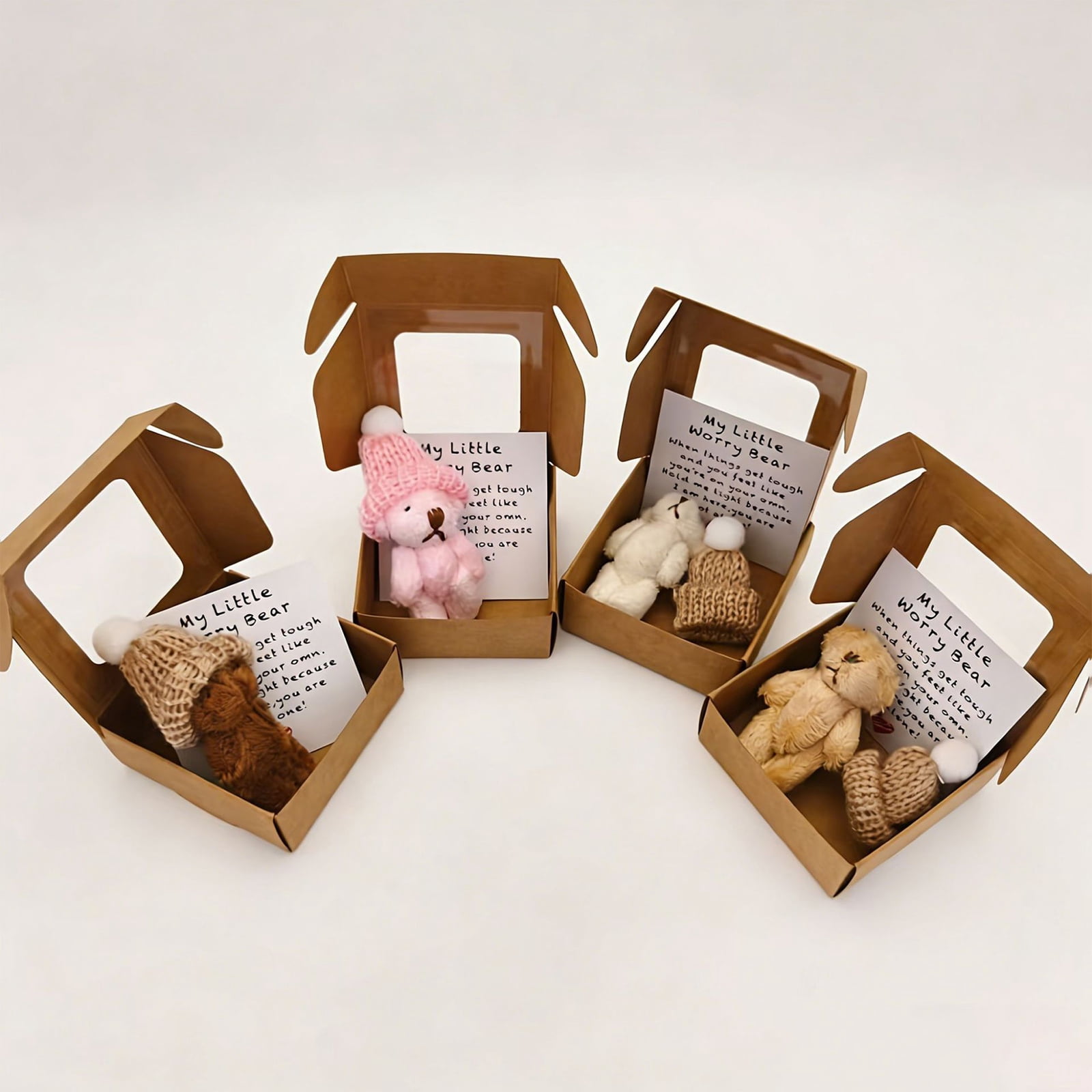 DUYIWUE 4 PCS Mini Worry Bear with a Hat 3.5 inches, Positive Mini ...