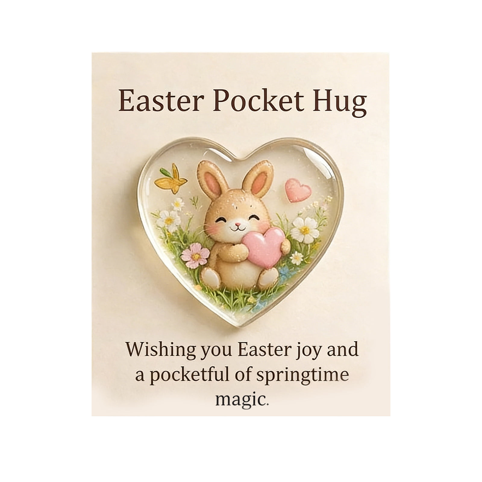 DUYIWUE Easter Bunny Pocket Hug 3.5 inches, Mini Acrylic Hug Token with ...