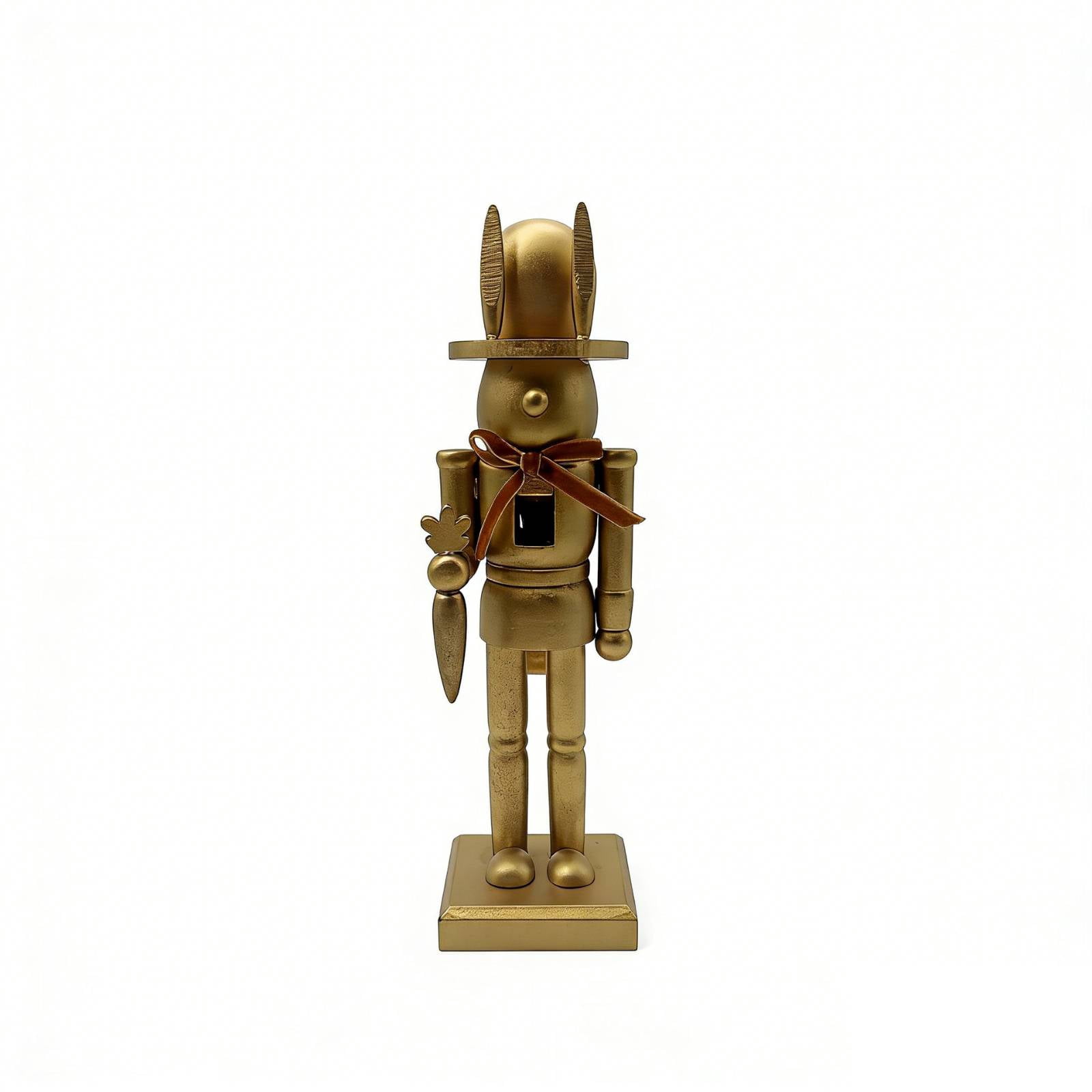 DUYIWUE Neutral Easter Nutcracker Figure 10 inches, Gold Wooden Bunny ...