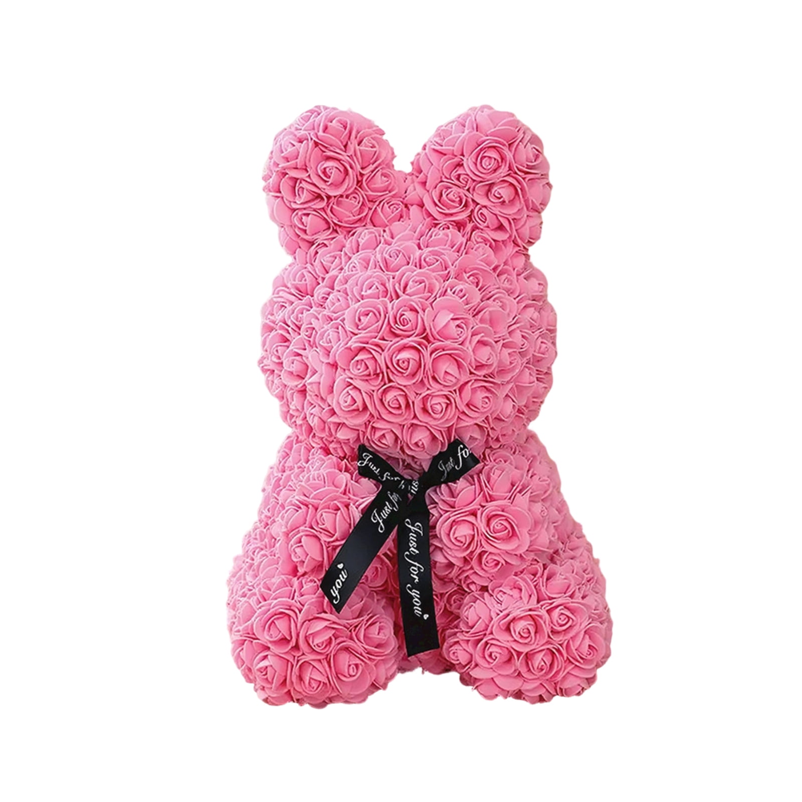 DUYIWUE Rose Bunny Preserved Rose Flowers Rabbit 9.8 inches, Romantic ...
