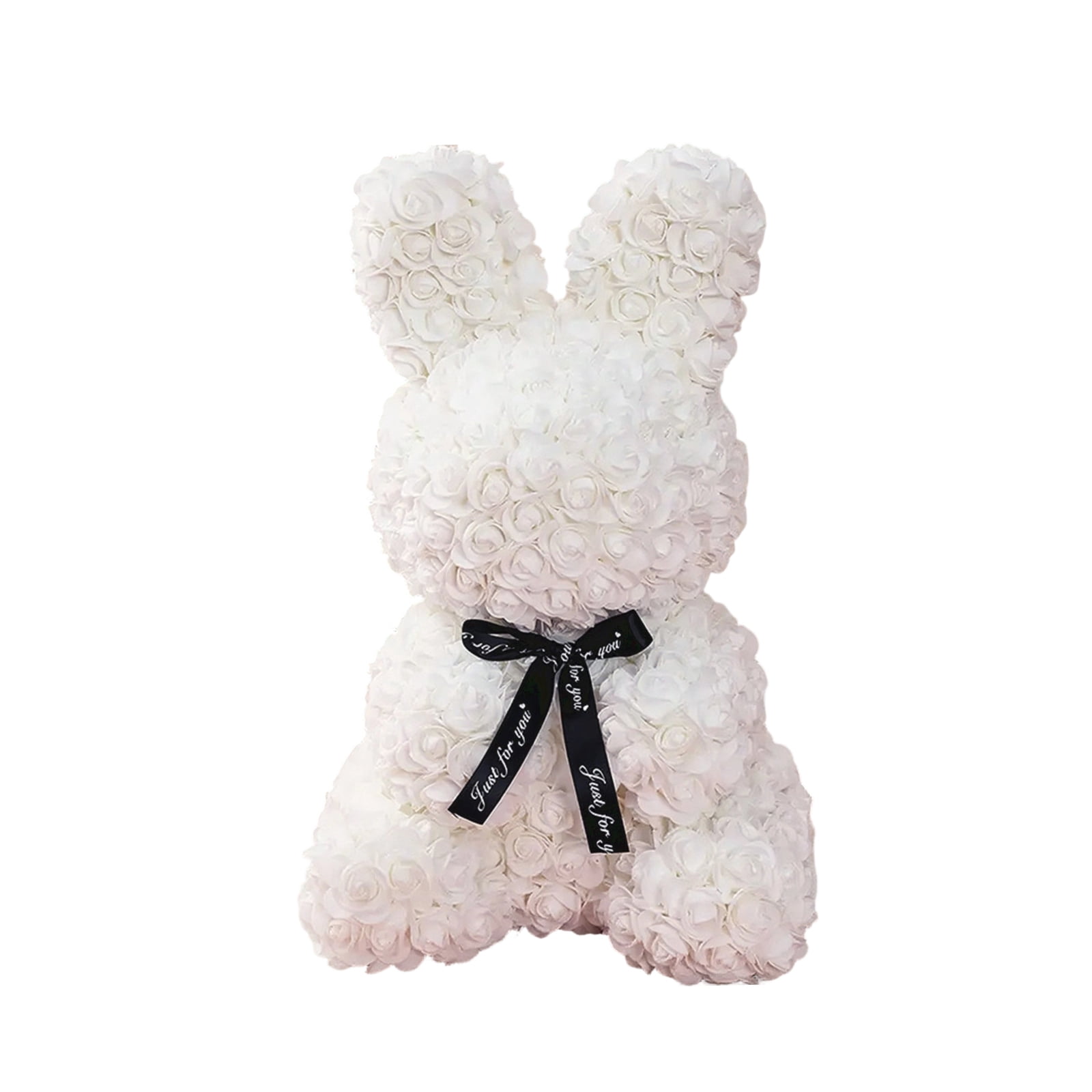 DUYIWUE Rose Bunny Preserved Rose Flowers Rabbit 9.8 inches, Romantic ...