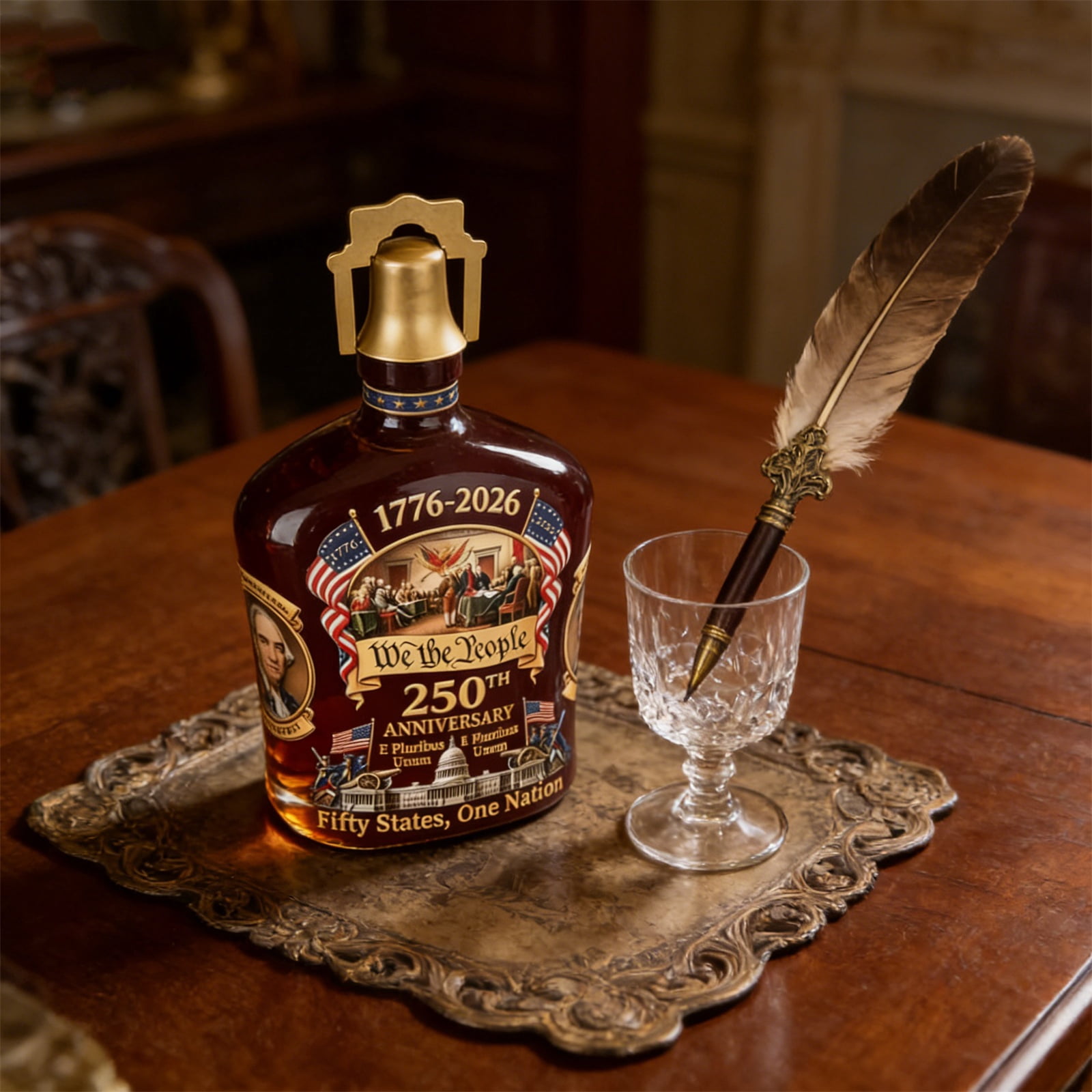 DUYIWUE U.S. 250th Anniversary Commemorative Decanter 5.5 inches, "We ...