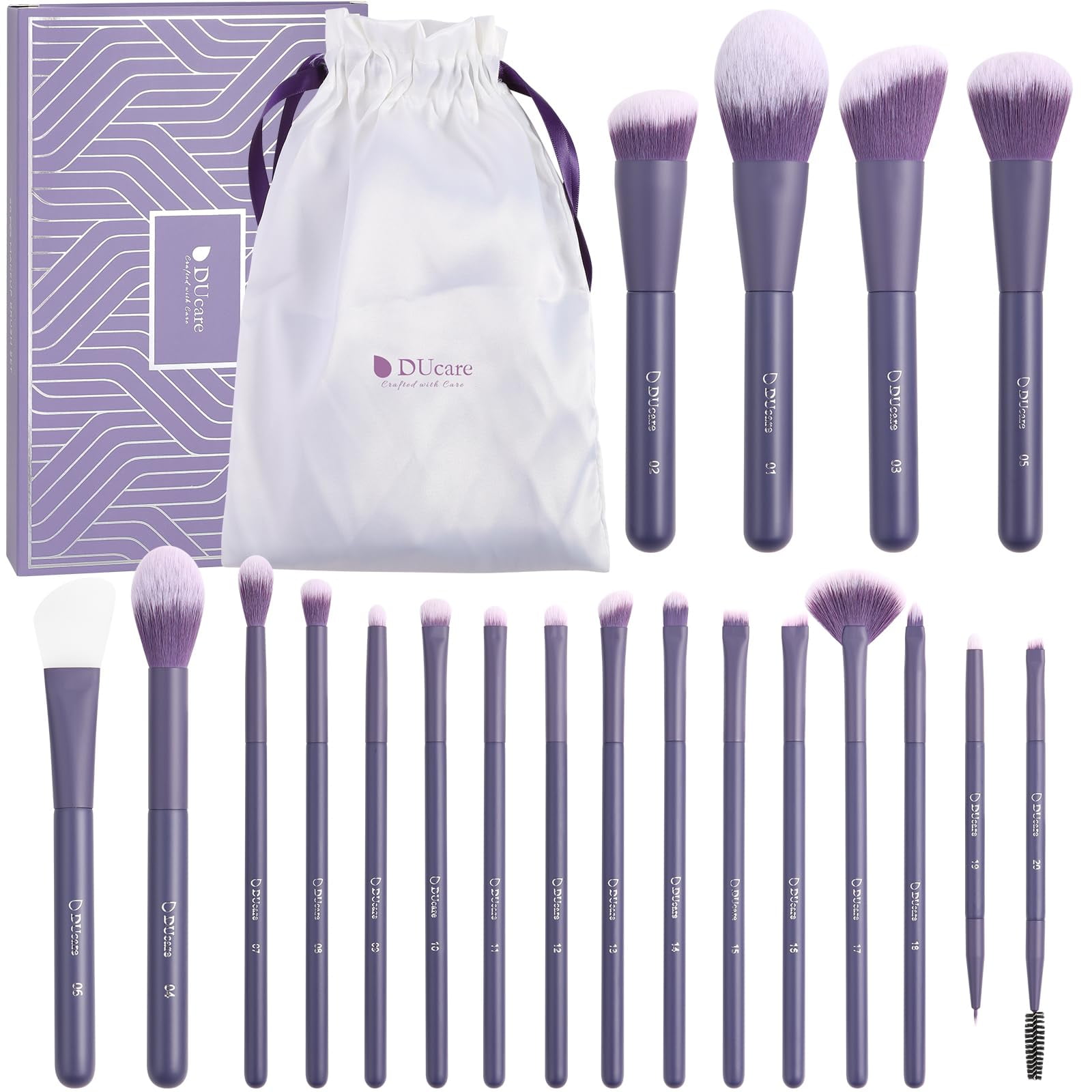 DUcare 20 Pcs Purple Makeup Brush Set, Silicone Face Mask Brush ...