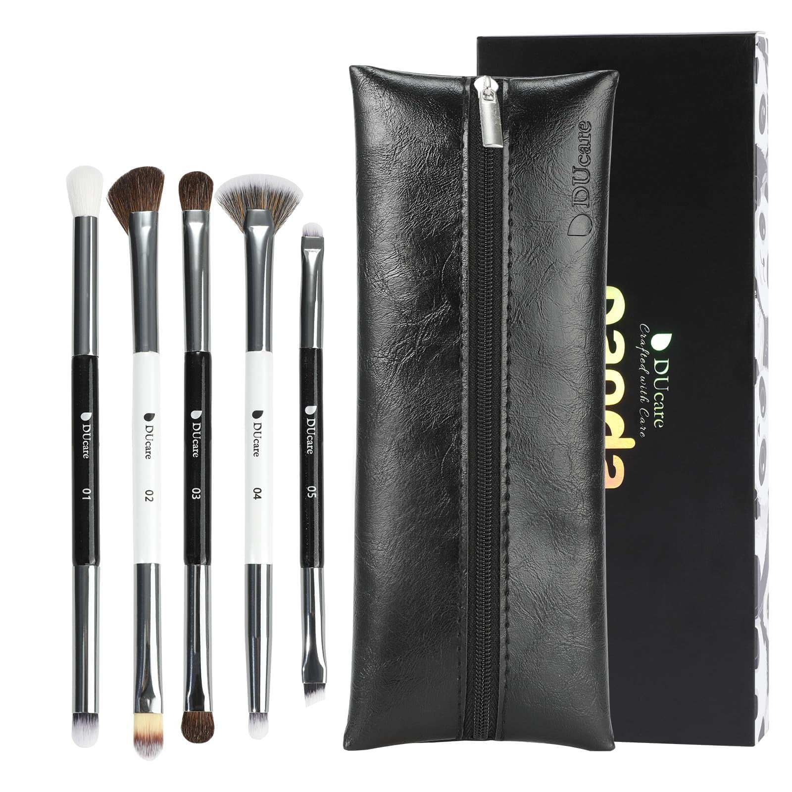 DUcare Eye Makeup Brushes STF9 Set, 5pcs Duo End Eyeshadow Brush Set ...