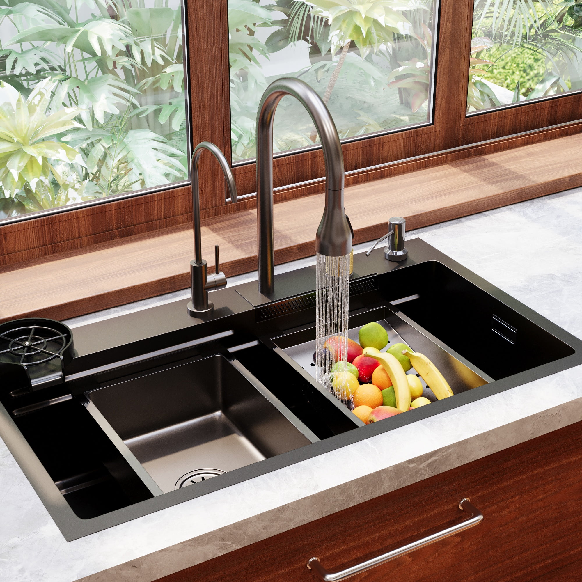 DV-1K0185 32" x 18"Drop-in Single Bowl Workstation Kitchen Sink 304 ...