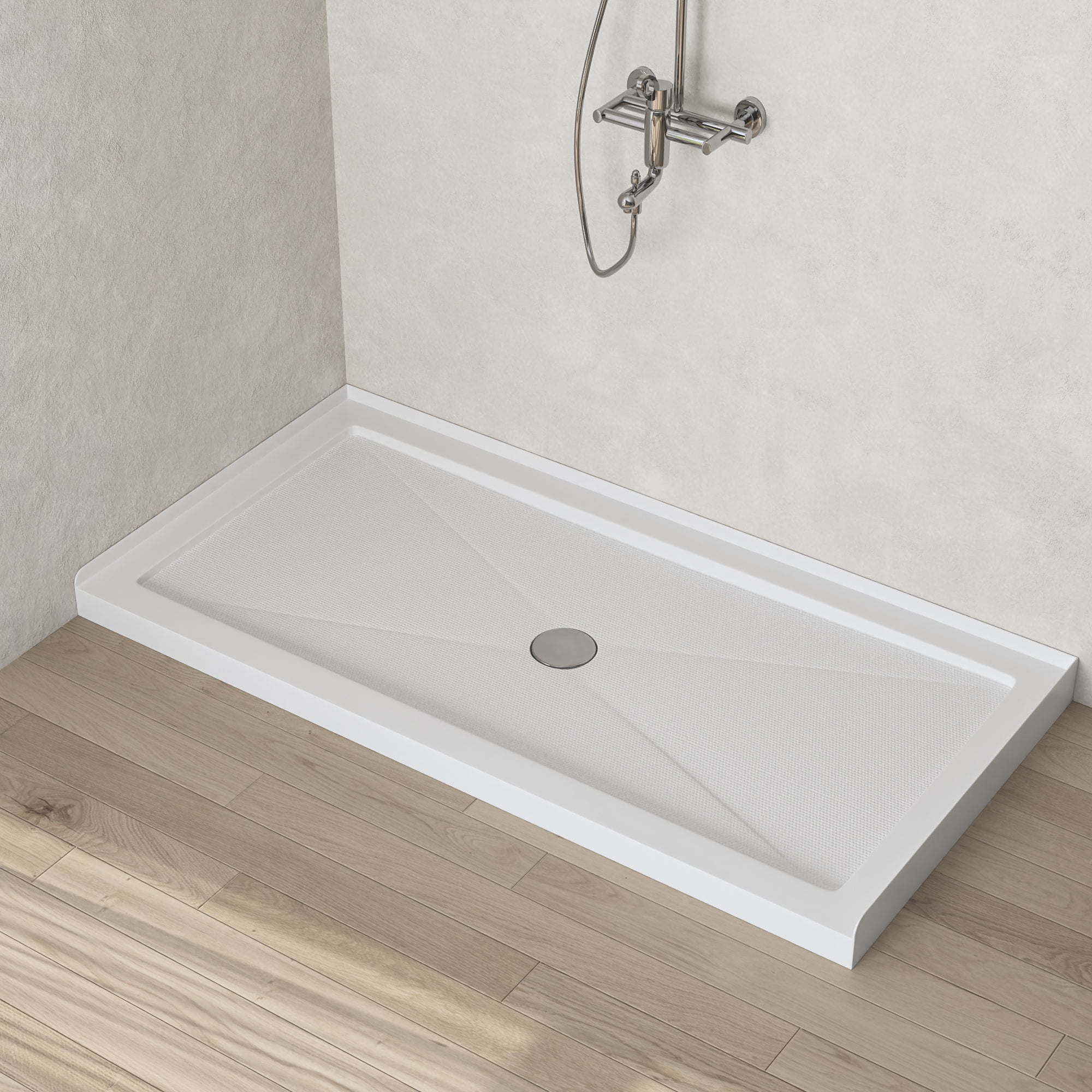 DV-1SB0100 60''W Shower Base in White with Single Threshold Shower Pan ...