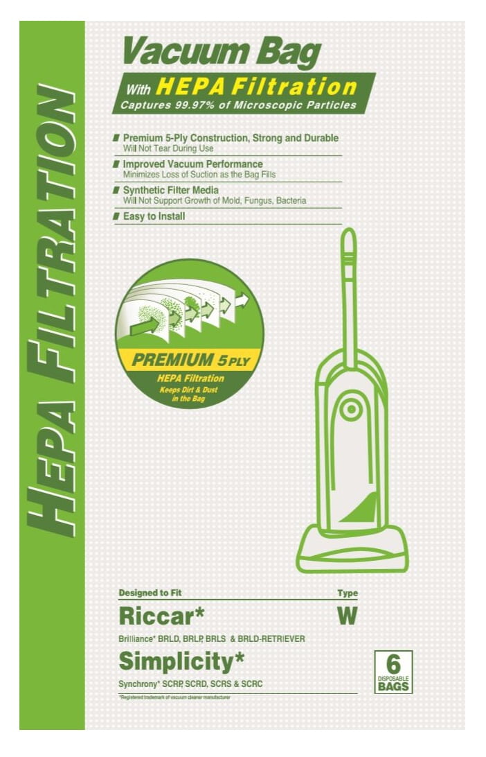 DVC HEPA Paper Replacement Bags Type W Fits Simplicity Synchrony and ...