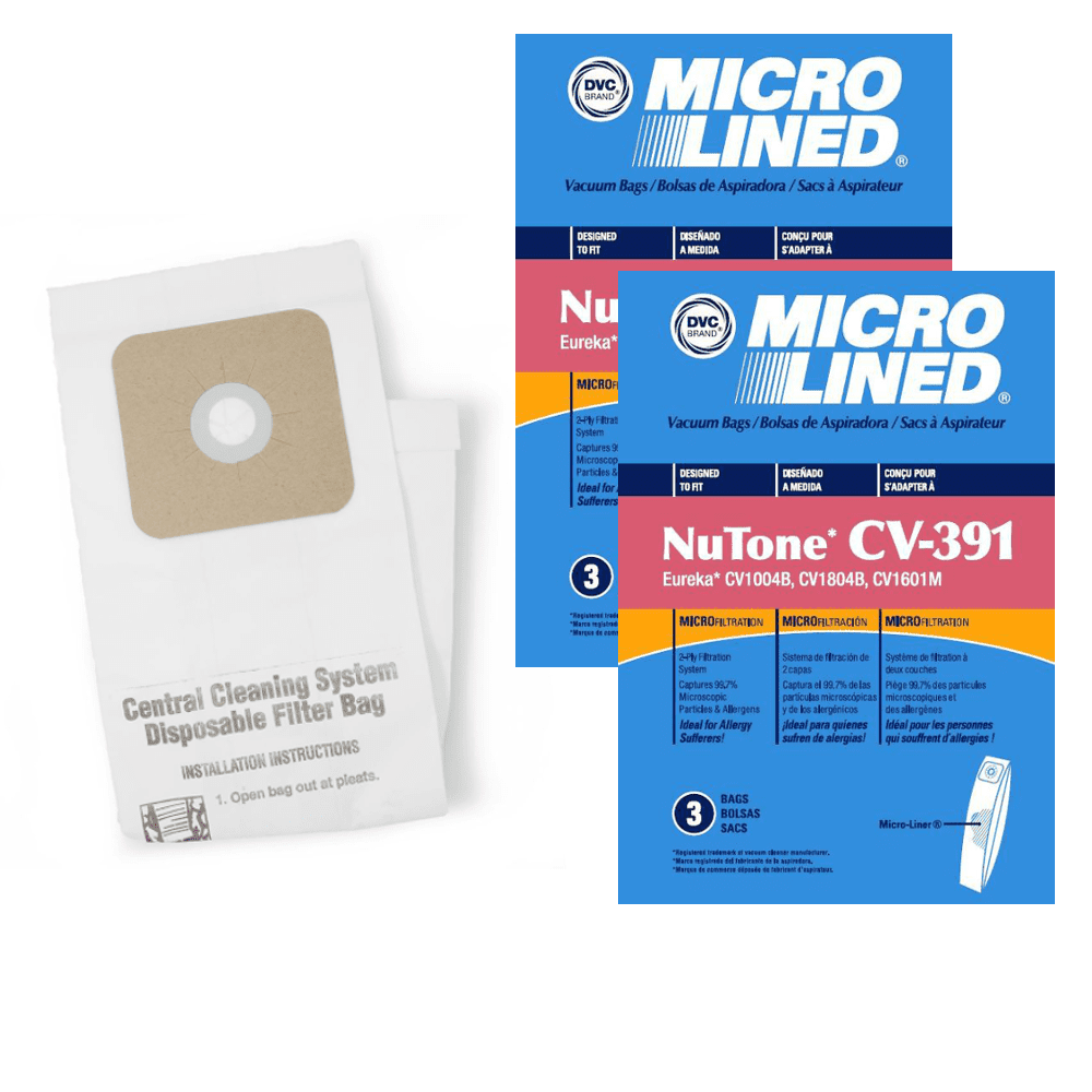 DVC Micro-Lined Paper Replacement Bags Standard Nutone 391 Fit CV350 ...