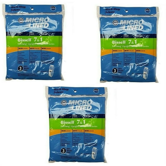 DVC Micro-Lined Paper Replacement Bags Style 1 and 7 Fit Bissell Models ...