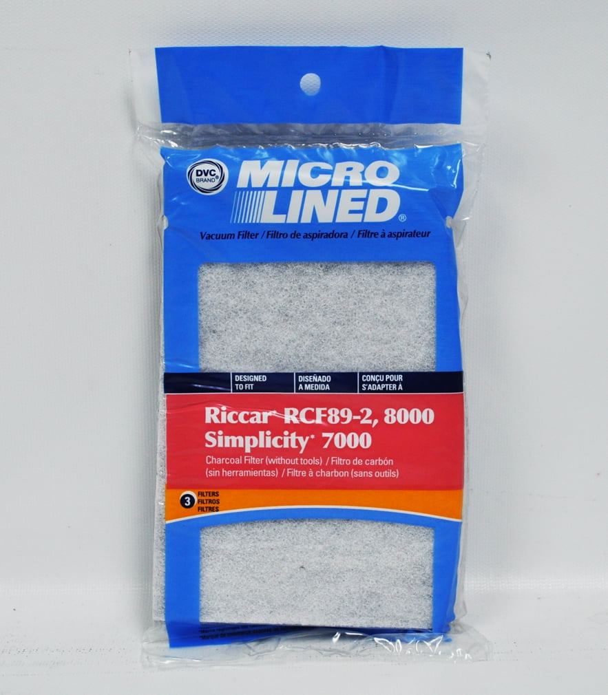 DVC Micro Lined Riccar RCF89-2 Simplicity 7000 Charcoal Filter 3 Pack ...