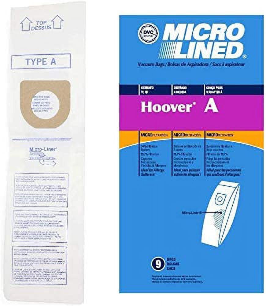 DVC Micro-Lined Vacuum Bags Type A Fit Hoover Convertible, Elite ...