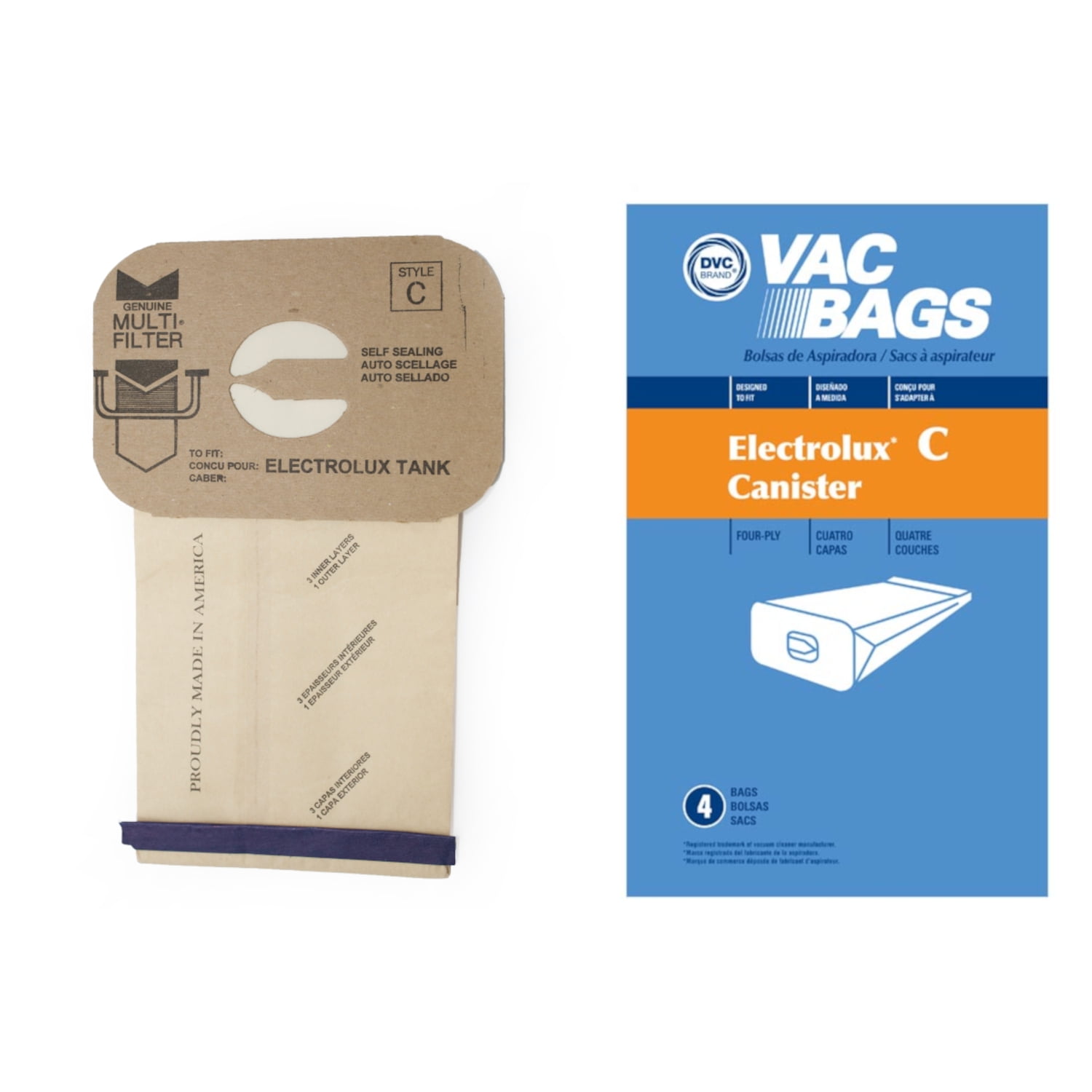 DVC Paper Replacement Bags Style C Fit Electrolux Canister Models - 4 ...