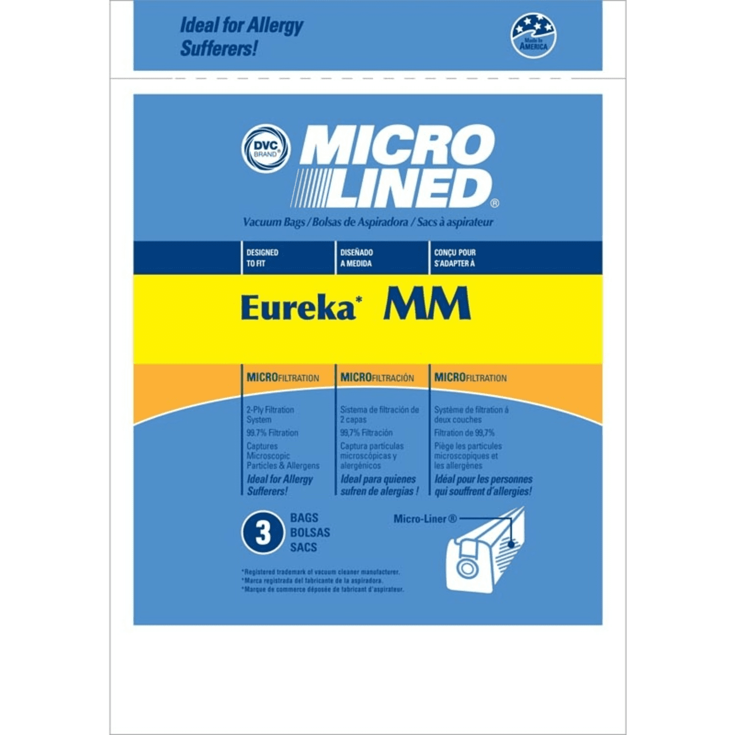 DVC Replacement Micro-Lined Vacuum Cleaner Bags For Style MM Bags ...