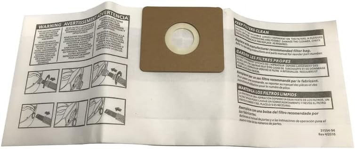 DVC Shop Vac Type A Vac All Around 1.5 Gallon Vacuum Paper Bags 3pk ...