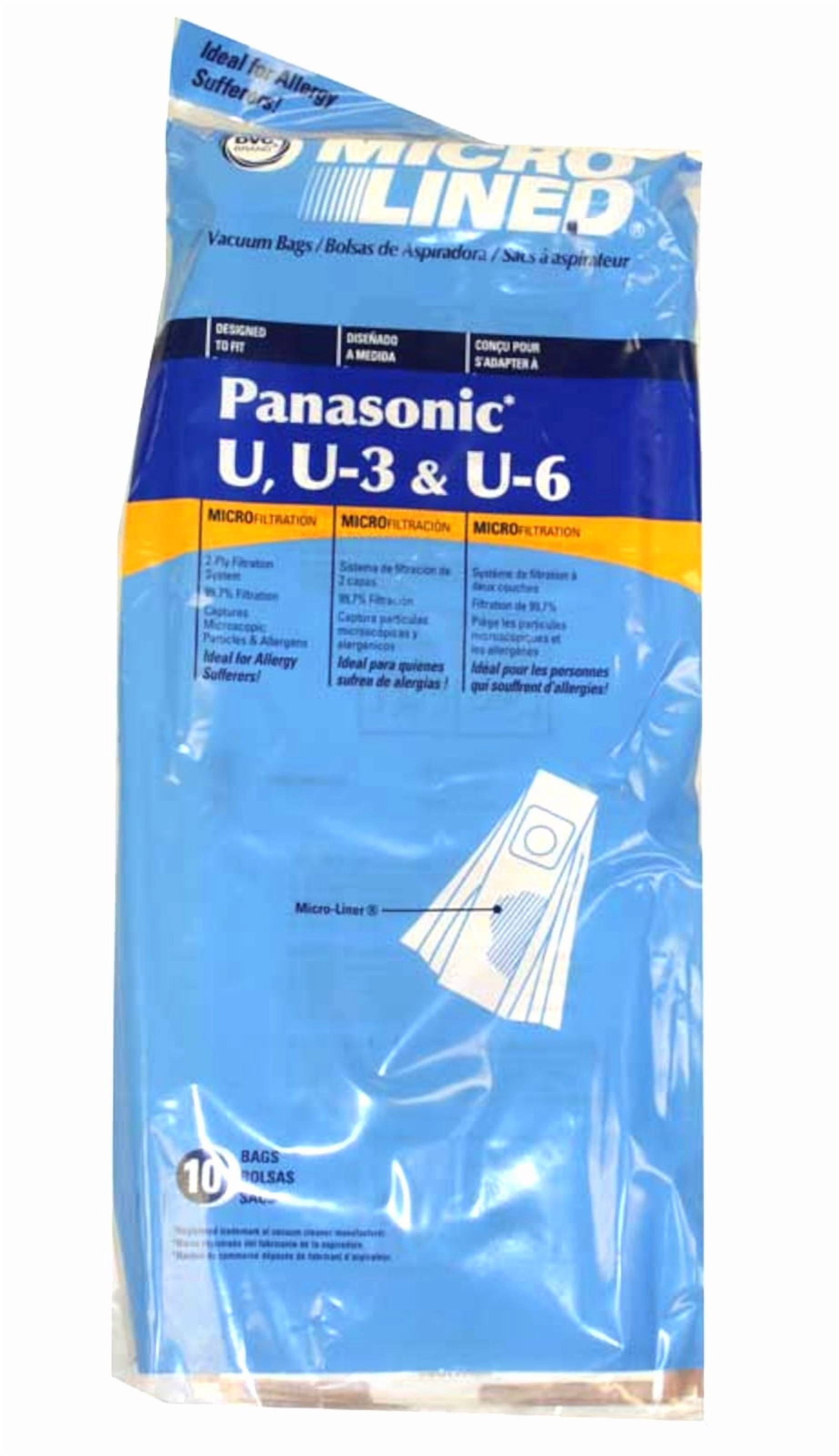 DVC Style U U-3 and U-6 Microlined Upright Vacuum Bags 10 Pack Designed ...