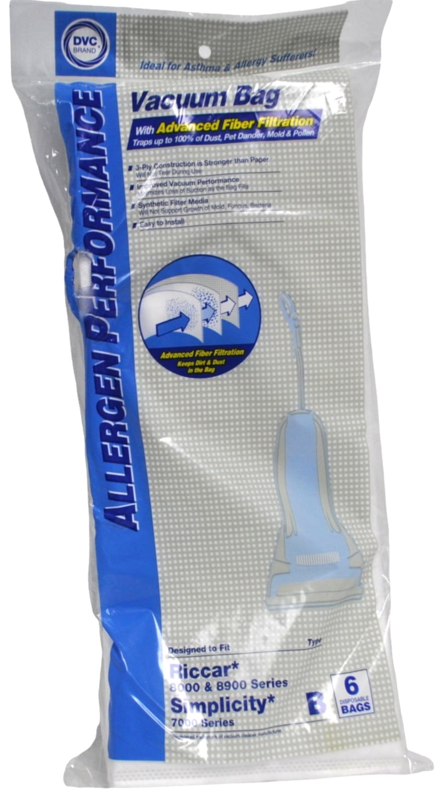 DVC Synthetic Vacuum Bags Designed To Fit Type B Riccar 6000 8900 and ...