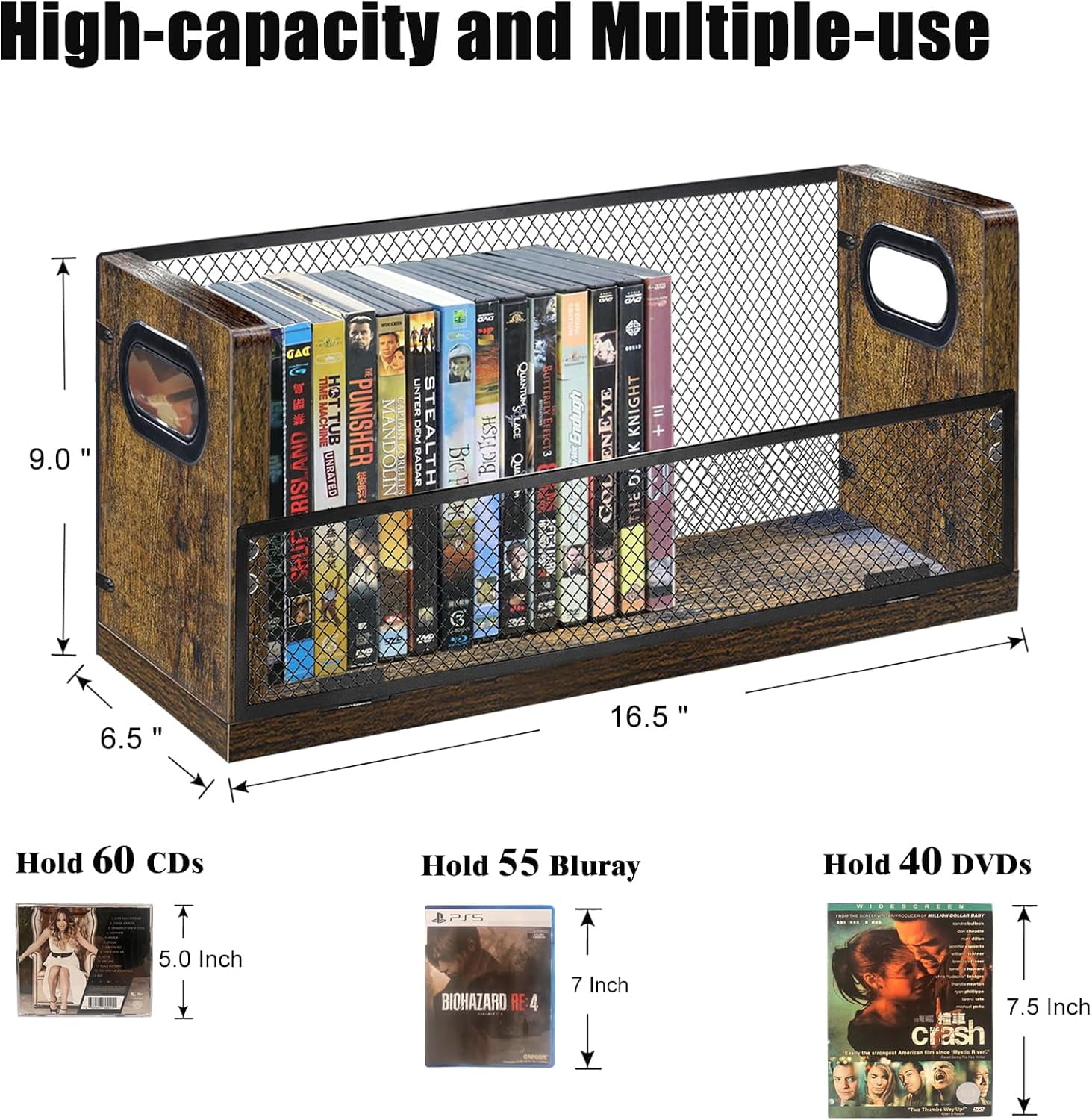 DVD/Blu ray Storage Rack, 2 Pack DVD Holders Hold Up To 56 DVDs (28 ...