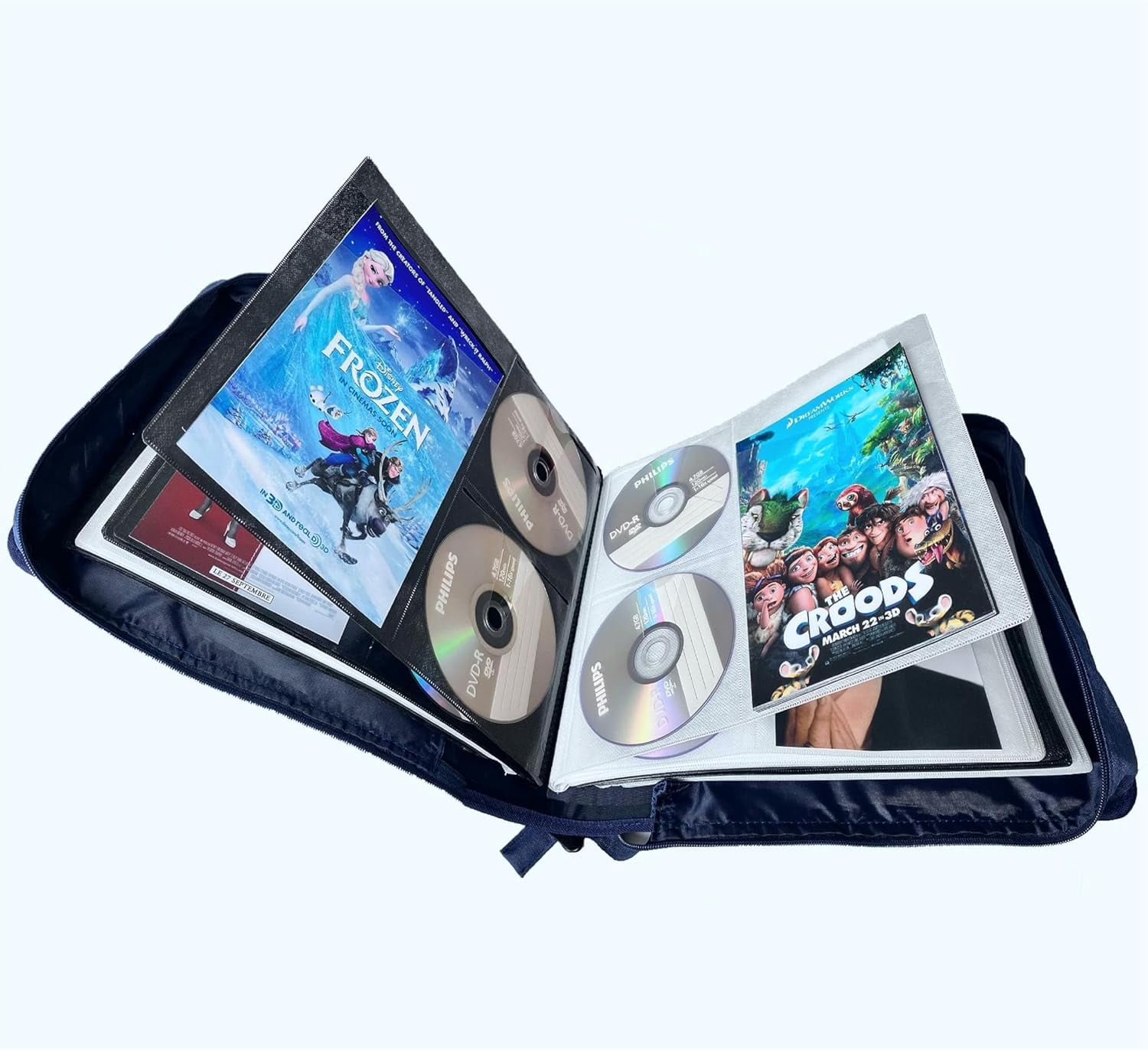 DVD CD Storage Case with Extra Wide Title Cover Pages for Blu Ray Movie ...